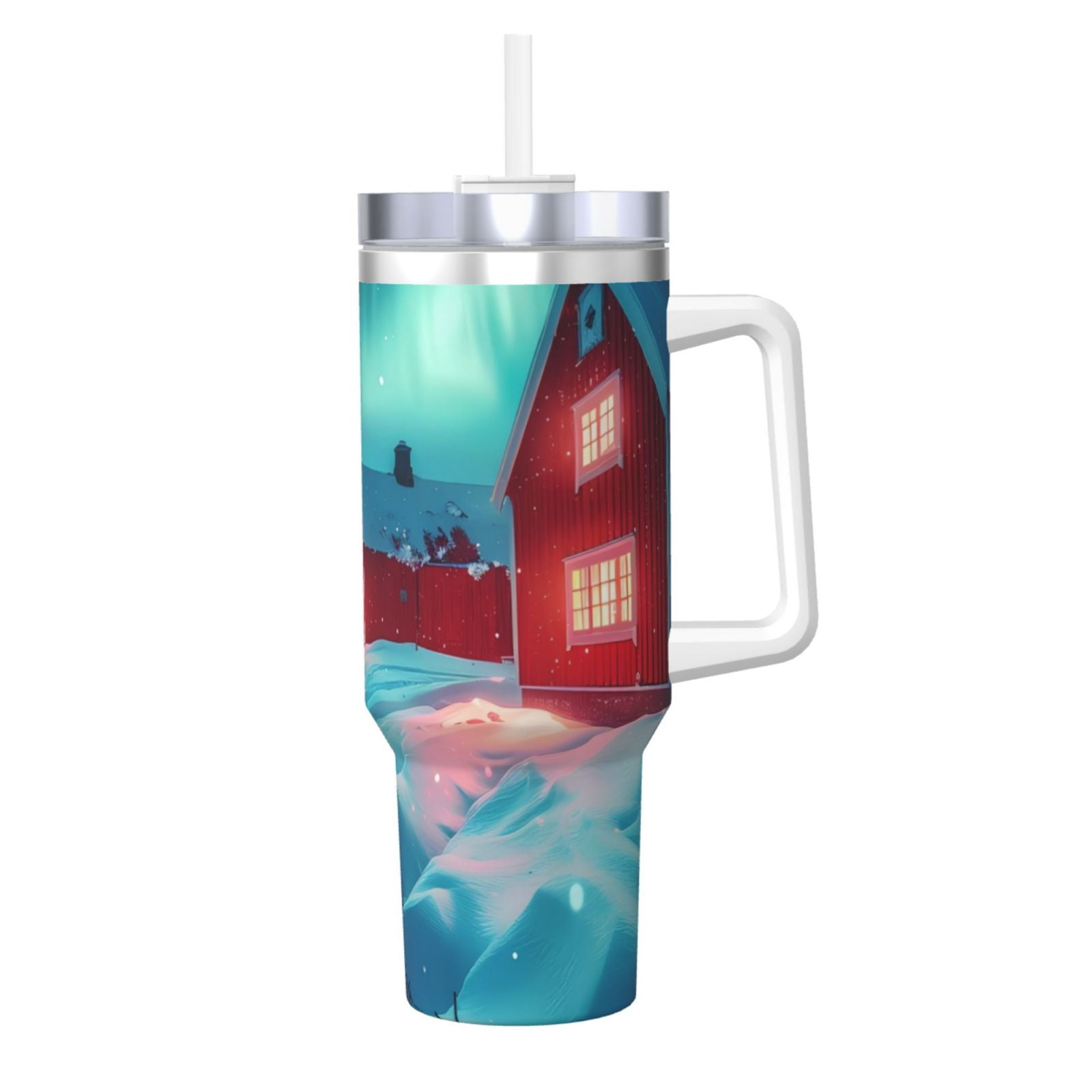 Fotbe Aurora Borealis Village Pattern 40oz Ice Bully With Handle And ...