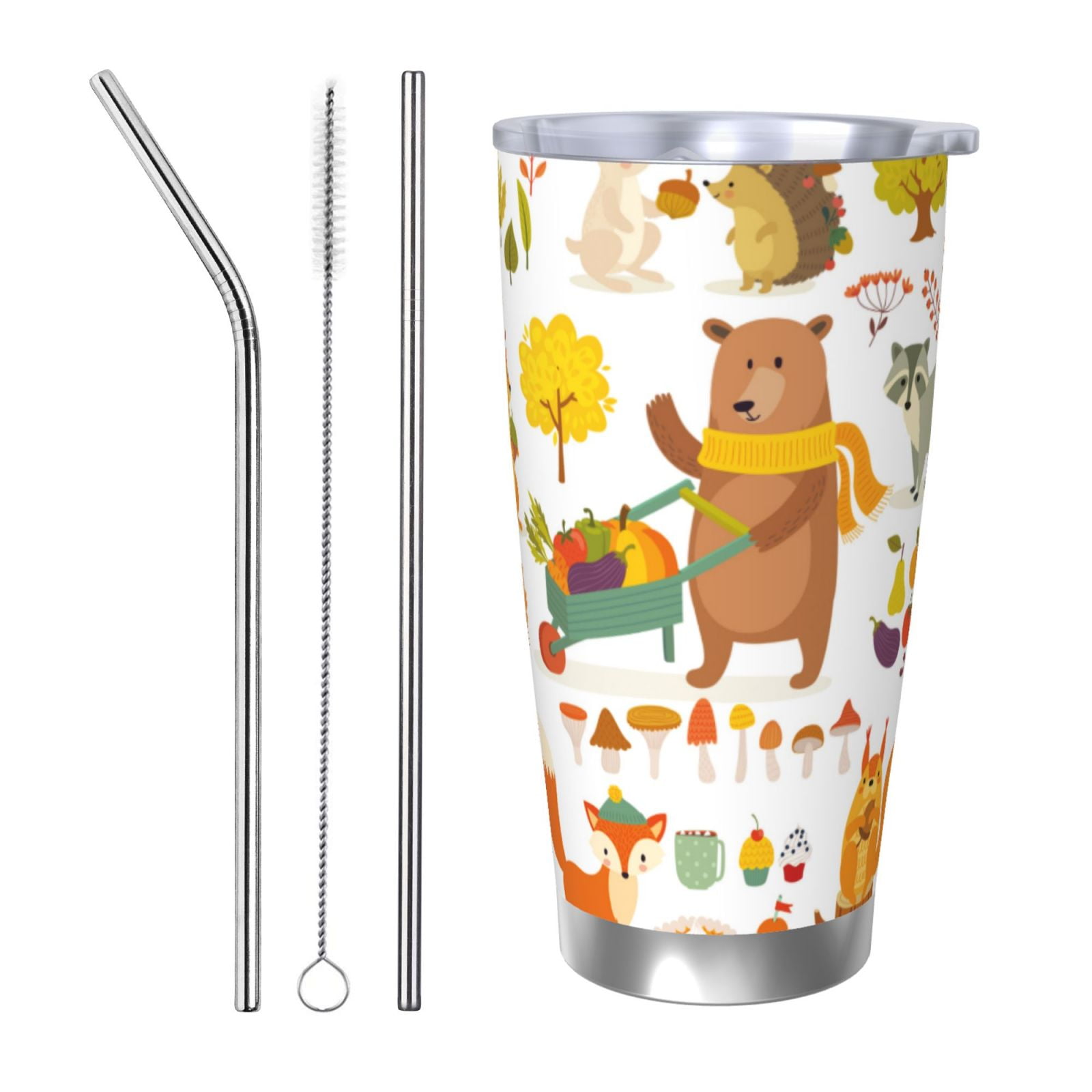 Fotbe Autumn Forest Animals Pattern 20 oz Tumbler Stainless Steel ...