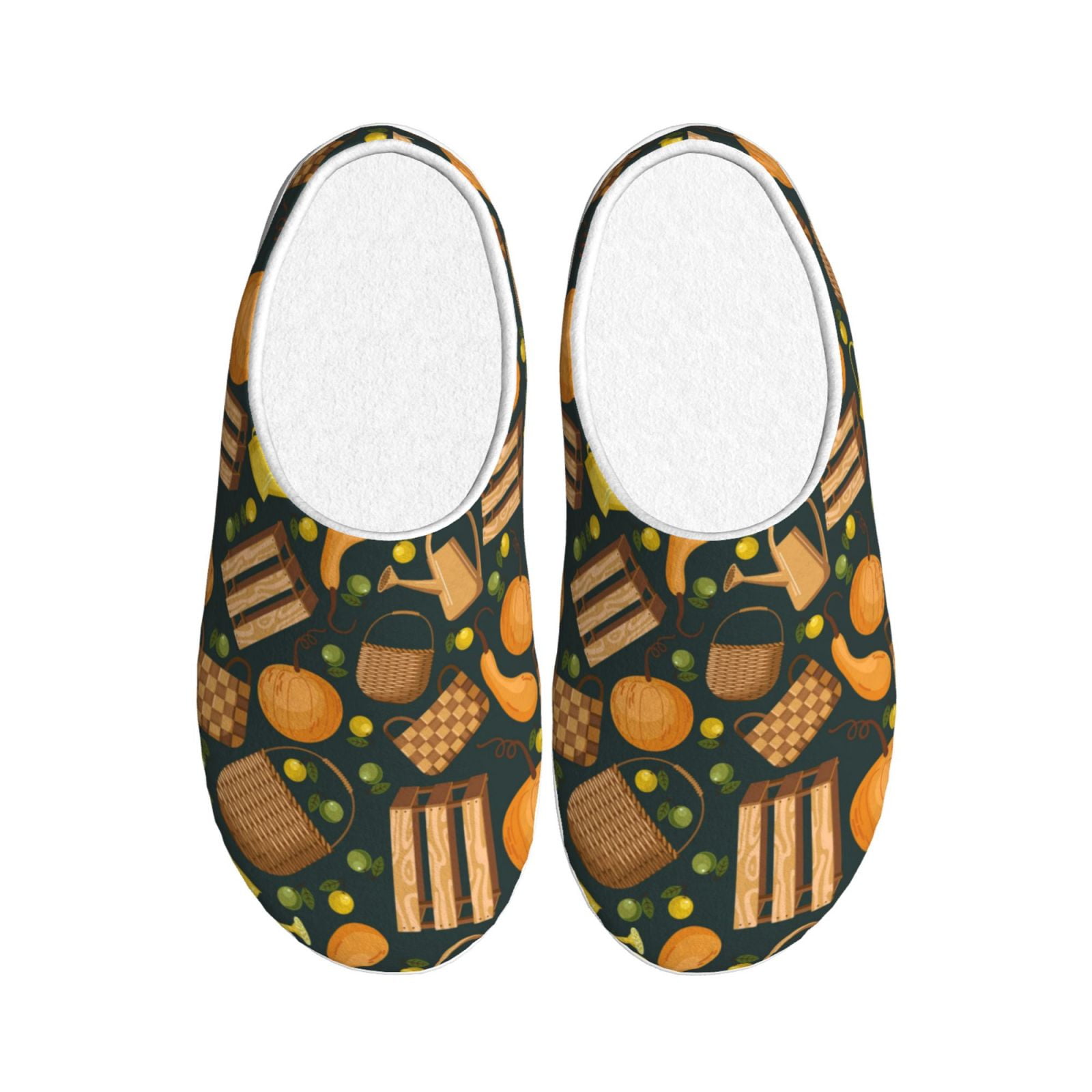 Fotbe Autumn Harvest Pumpkin Basket Pattern Women's Fuzzy Curly Fur ...