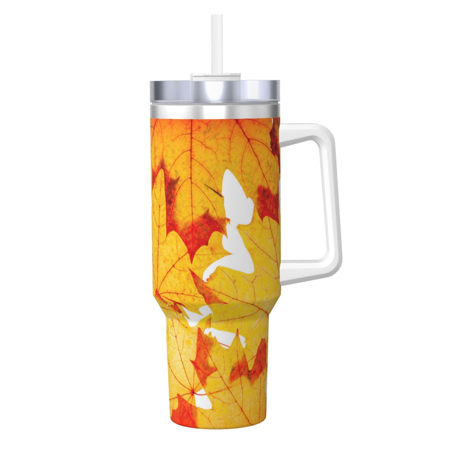 Fotbe Autumn Maple Leaves Pattern 40oz Ice Bully With Handle And Straw ...