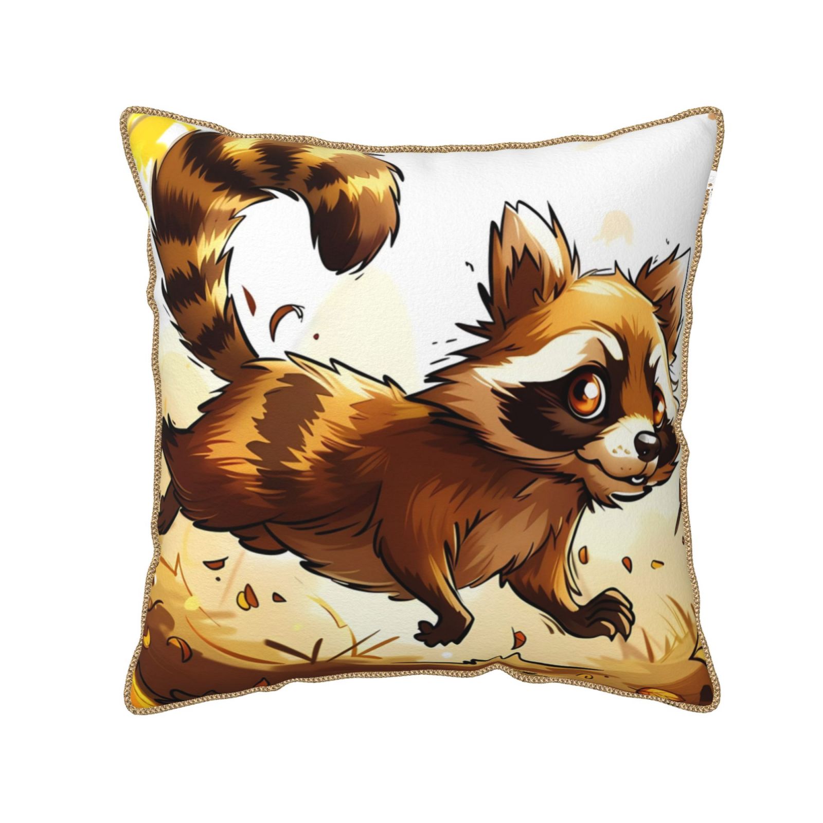 Fotbe Autumn Raccoon In Forest Pattern Velvet Decorative Throw Pillow ...