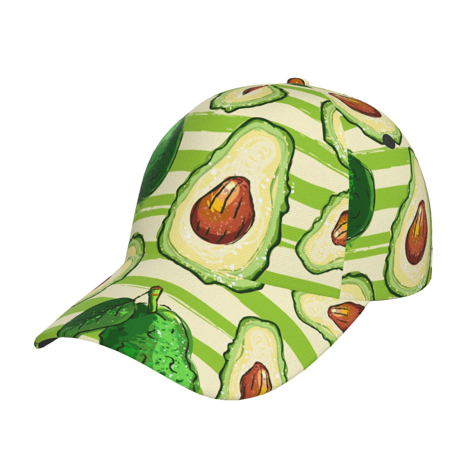 Fotbe Avocado Green Striped Baseball Cap, Avocado Green Striped Print ...