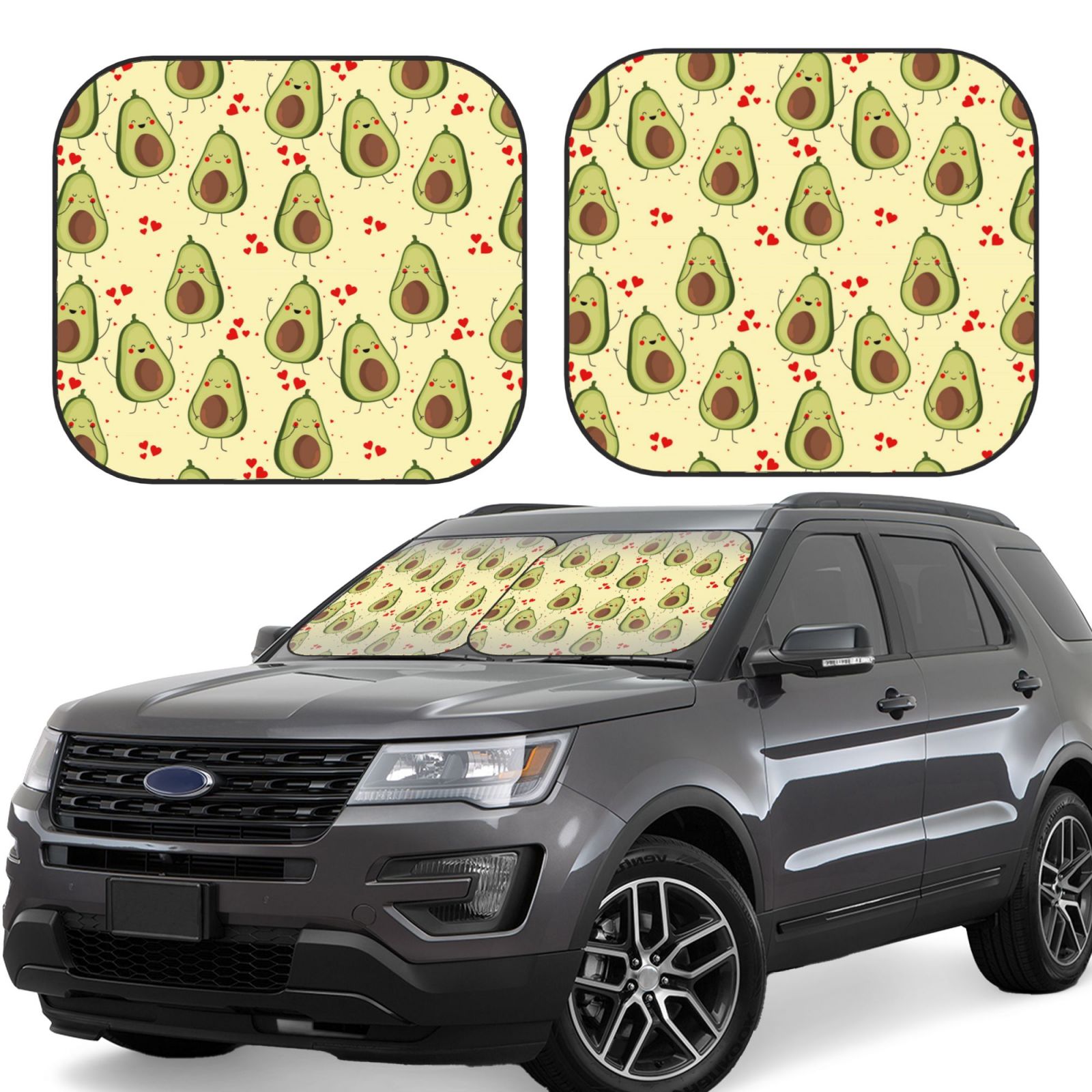 Fotbe Avocados And Hearts 2-Piece Car Windshield Sun Shade | Sun ...