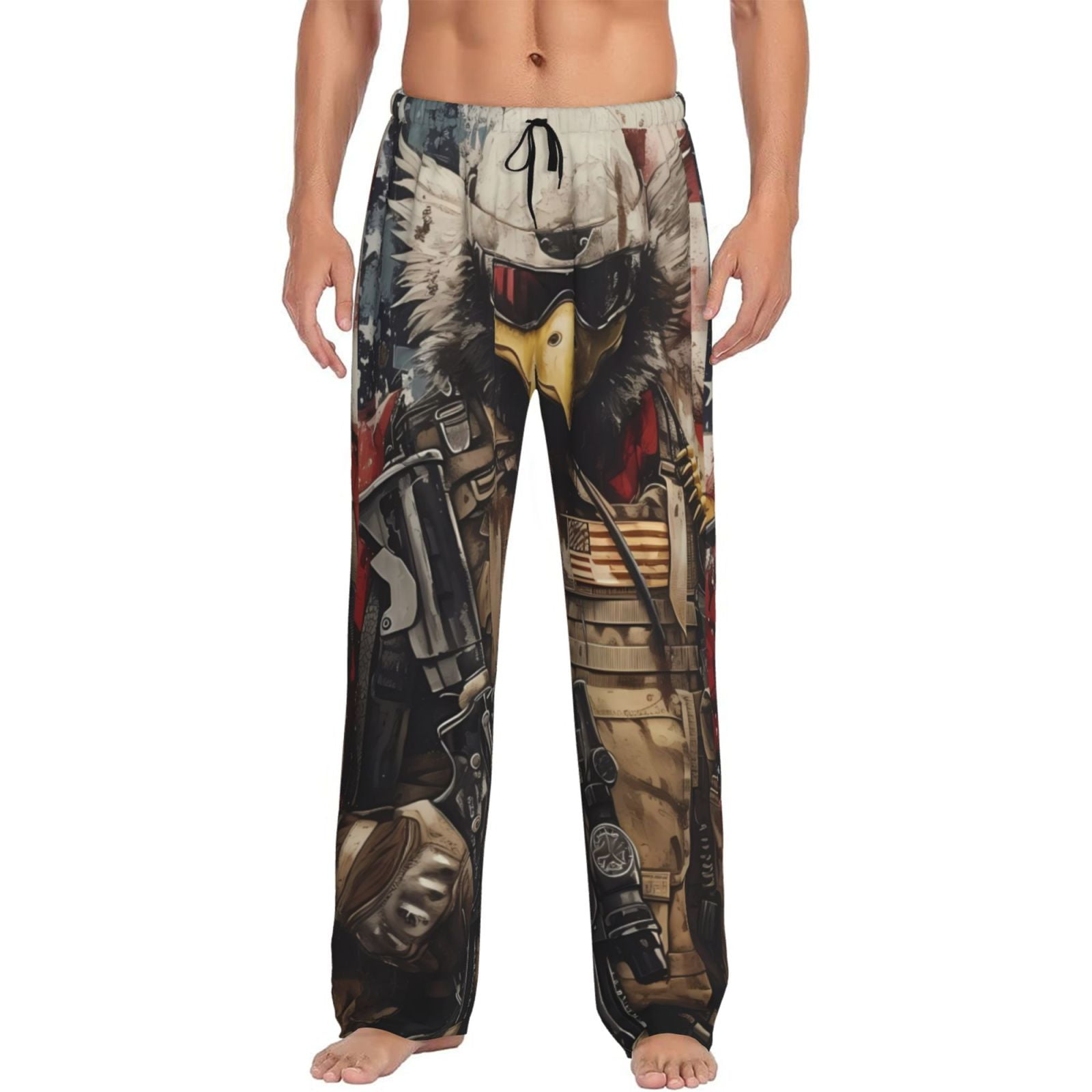 Fotbe Bald Eagle Soldier Men's Pajama Pants,Sleepwear Pants,Pj Bottoms ...