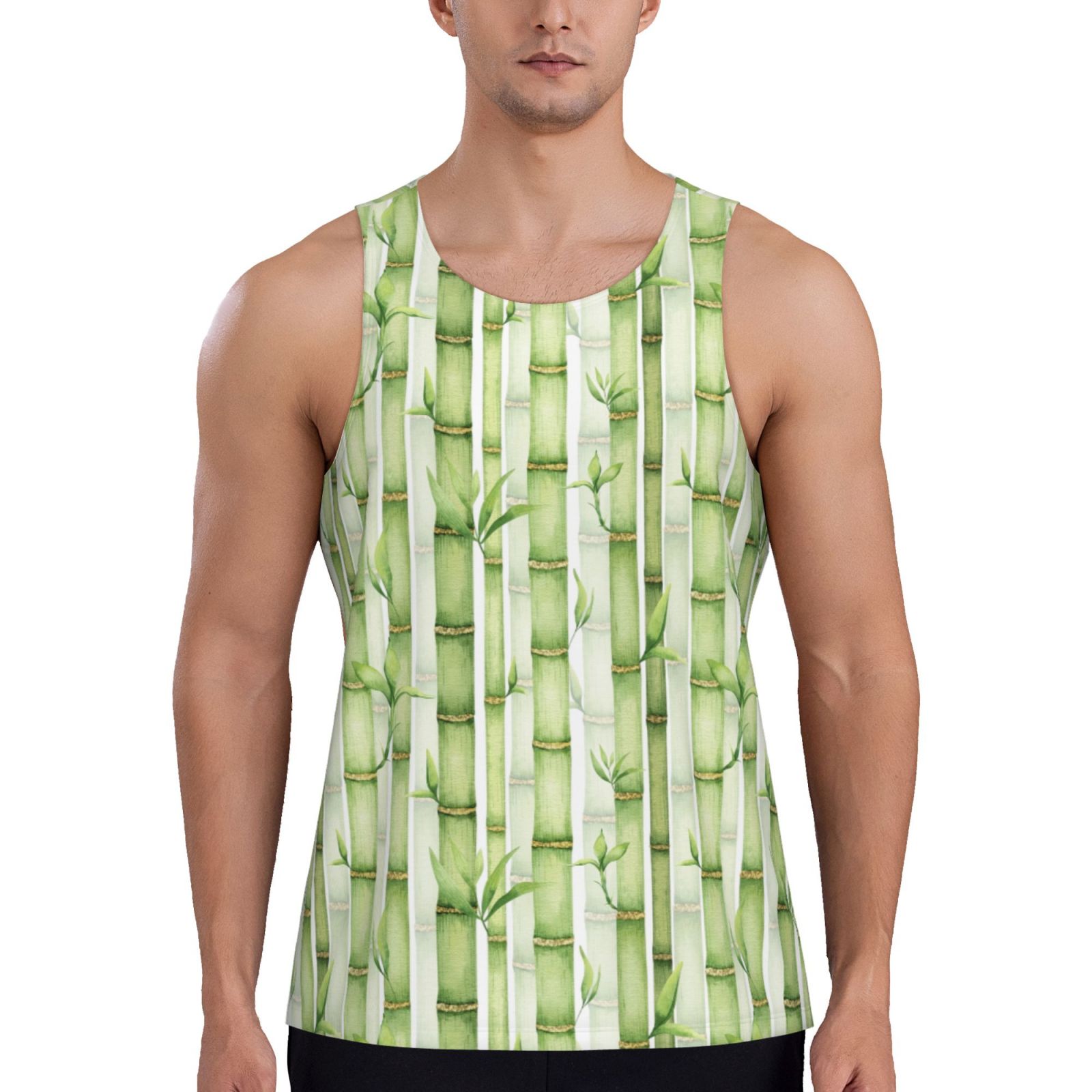 Fotbe Bamboo Stems And Leaves Pattern Men's Quick Dry Workout Tank Top ...
