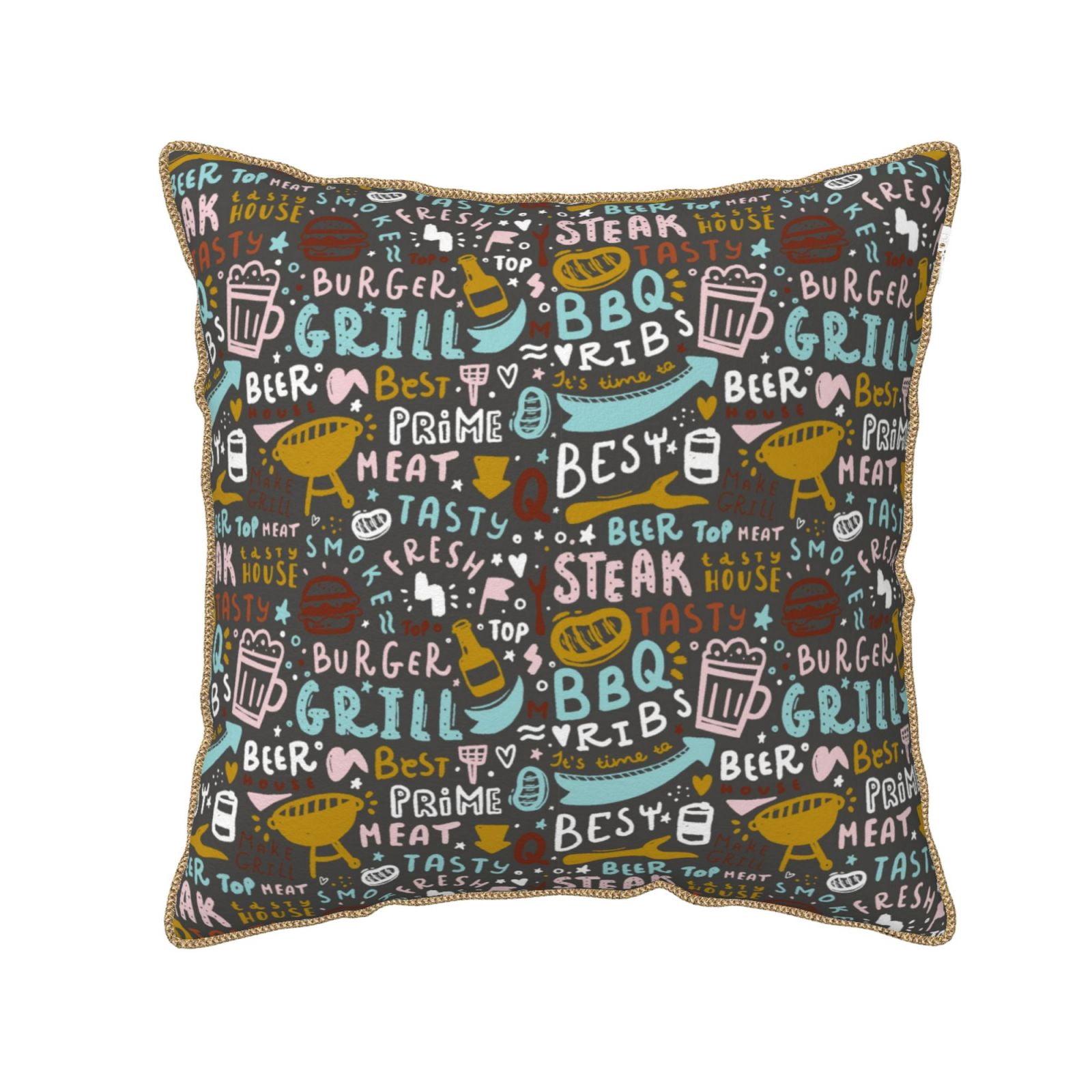 Fotbe Barbeque Pattern Velvet Decorative Throw Pillow Covers with ...