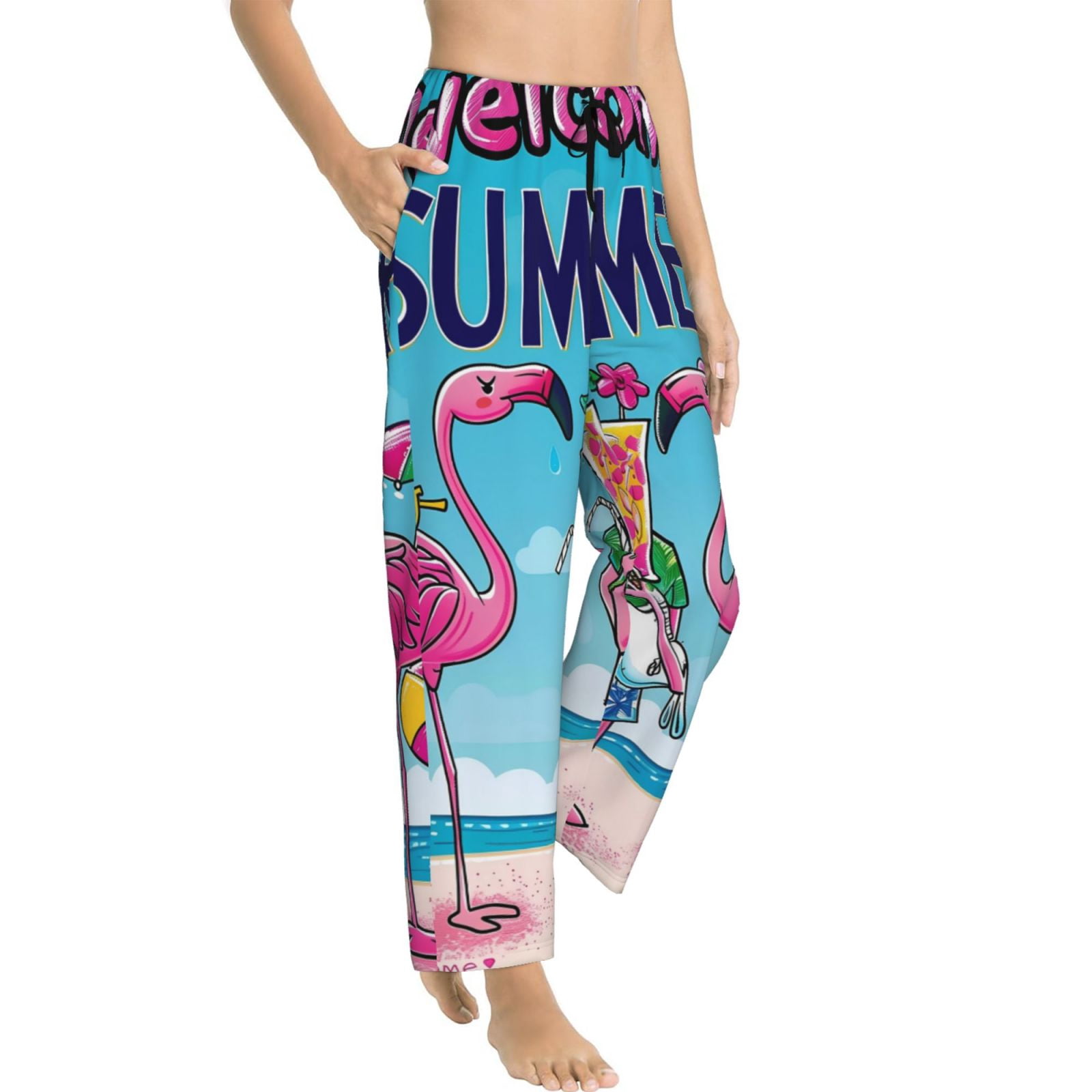 Fotbe Beach Flamingo Trio Women's Pajama Pants,Sleepwear Pants,Pj ...