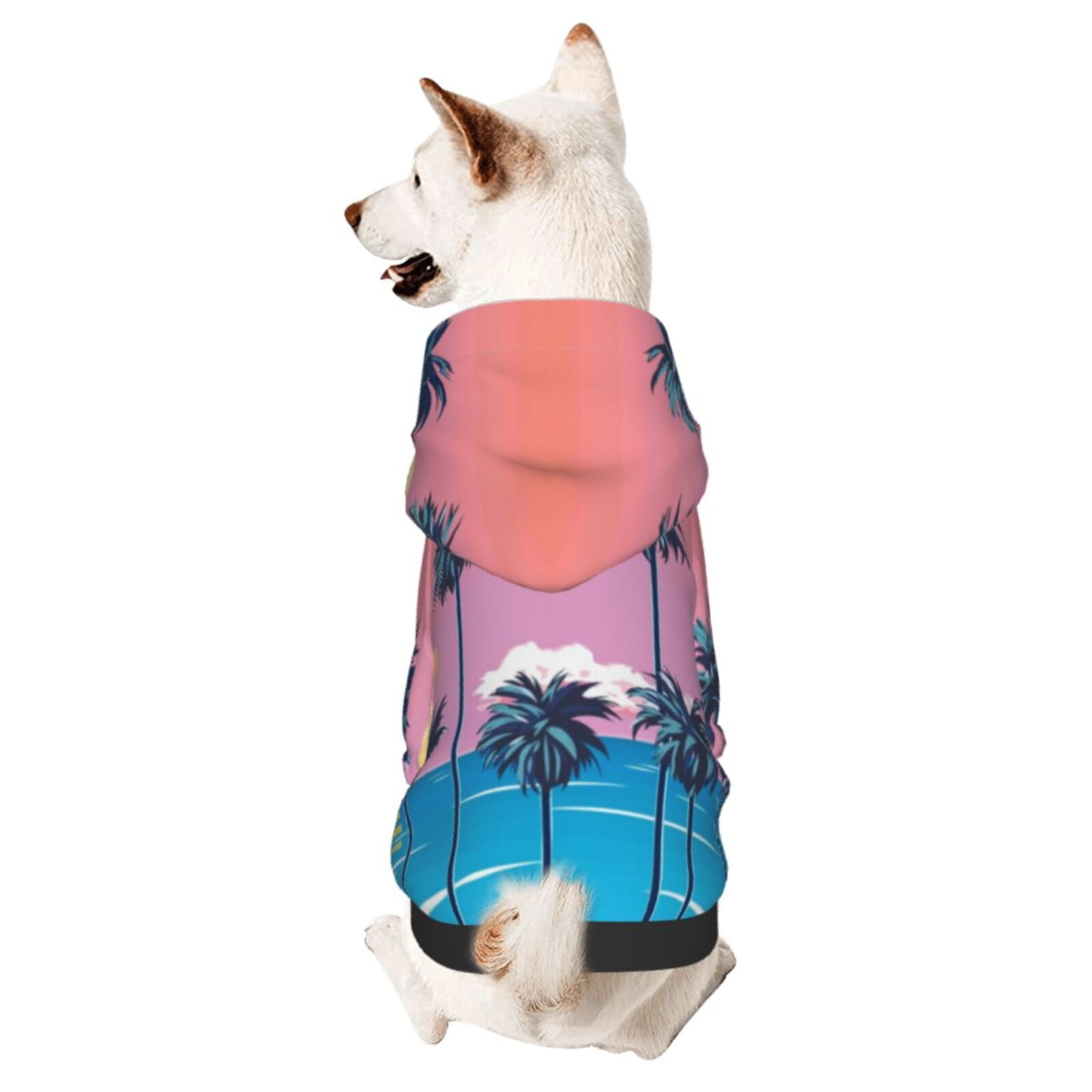 Fotbe Beach with Palm Trees Print Small Dog Sweater Hoodies Pet Grey ...