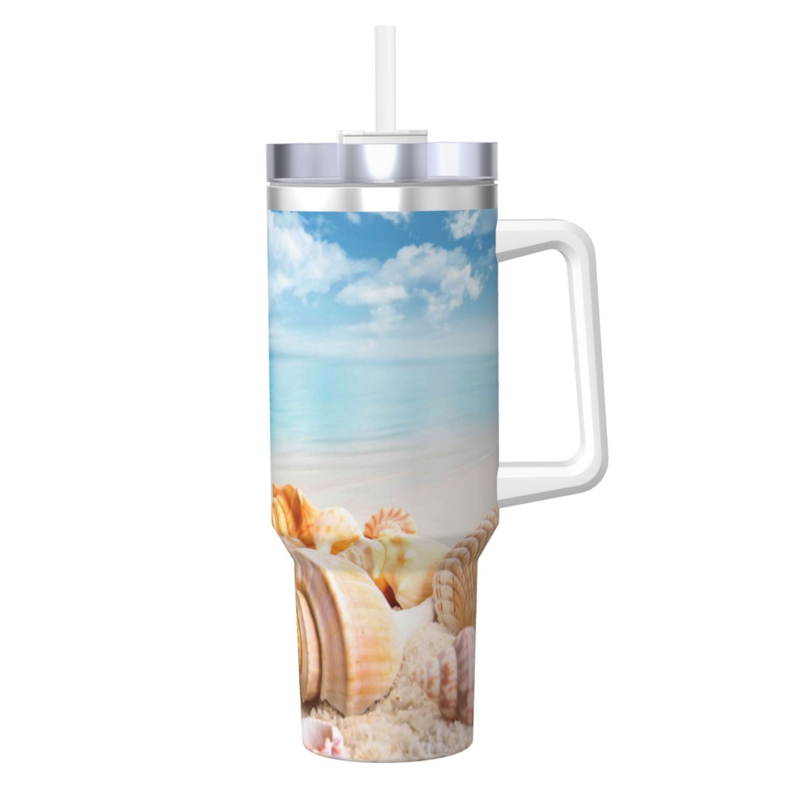 Fotbe Beach Starfish Shell Pattern 40oz Ice Bully With Handle And Straw ...