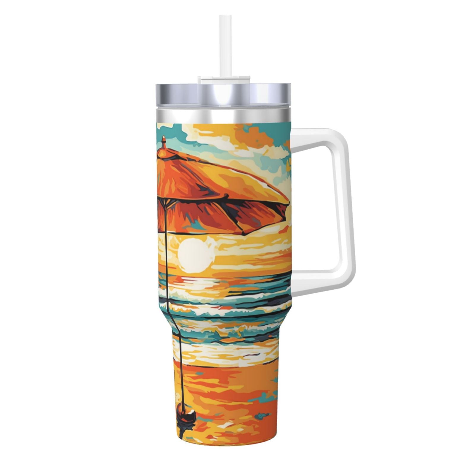 Fotbe Beach Umbrella Sunset Pattern 40oz Ice Bully With Handle And ...