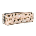 Fotbe Beagle Dog On Brown Pattern Leather Pencil Case, Pencil Pouch ...