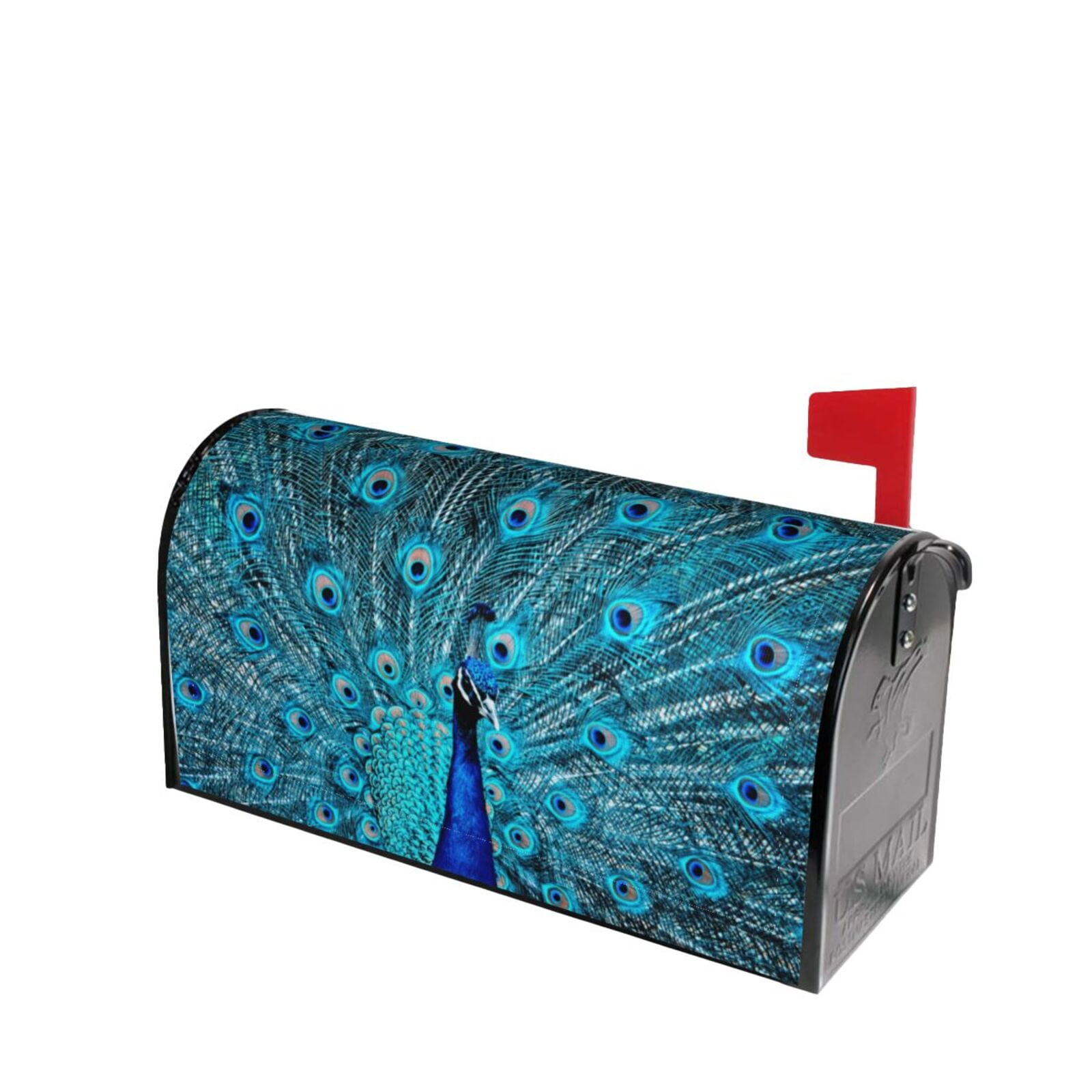 Fotbe Beautiful Blue Peacock Mailbox Covers Post Letter Box Cover ...