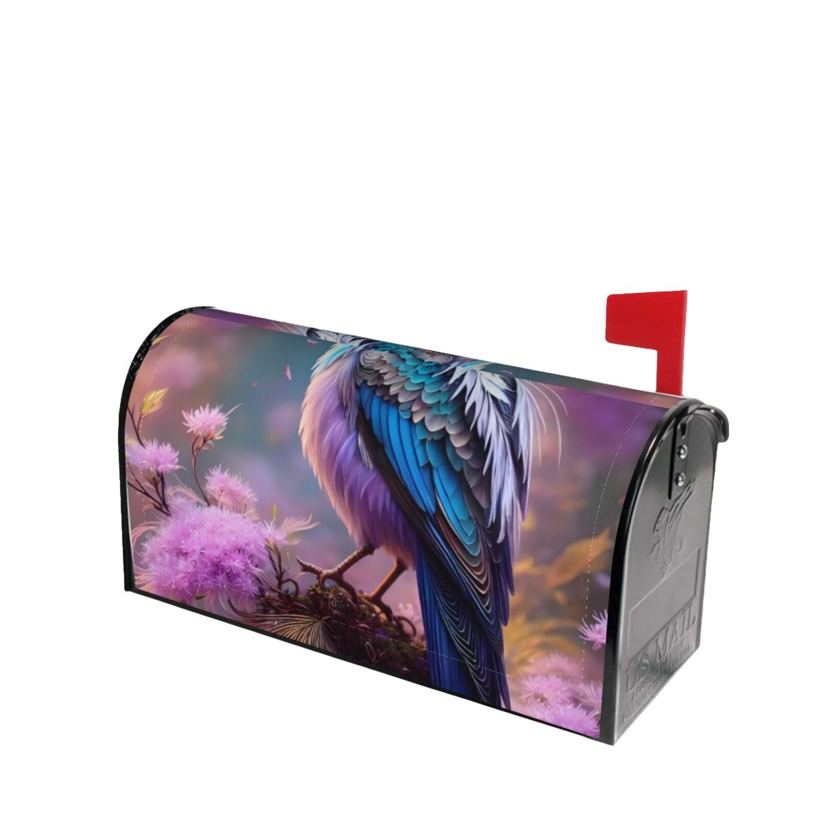Fotbe Beautiful Flower Blue Bird Mailbox Covers Post Letter Box Cover ...