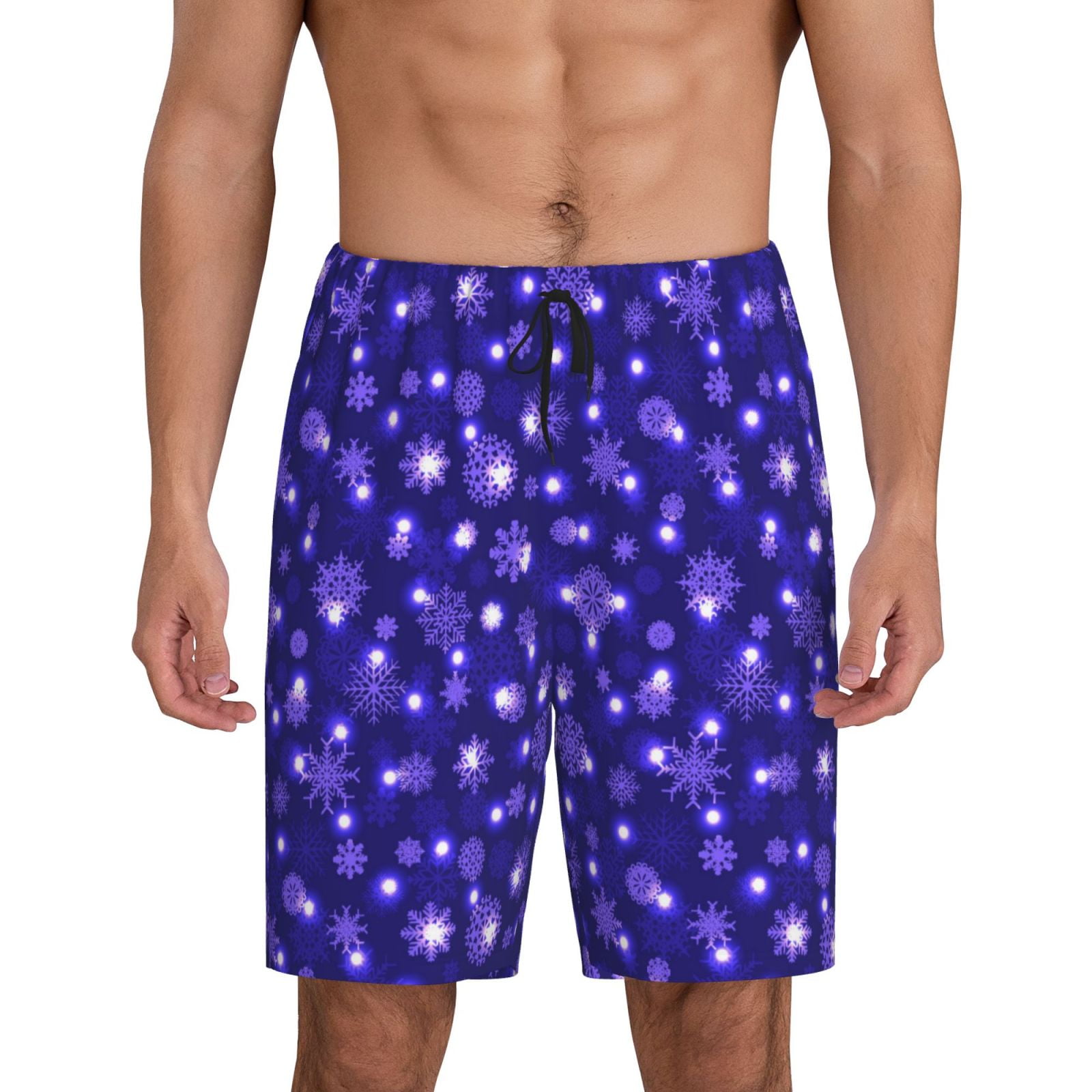 Fotbe Beautiful Purple Snowflakes Pajama Shorts for Men, Men's Pajama ...