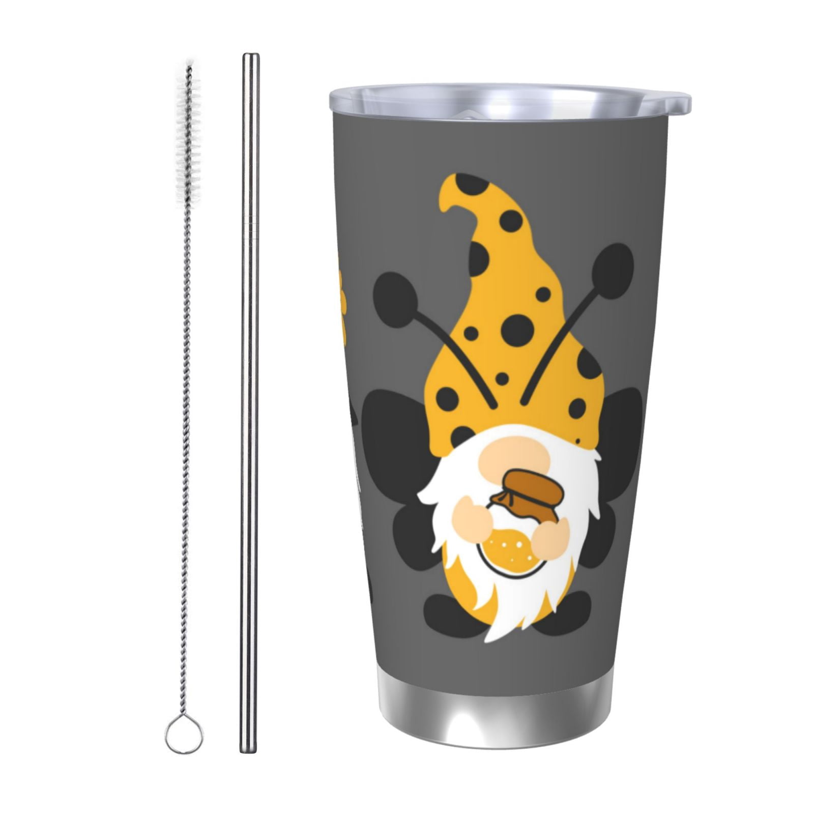 Fotbe Bee Gnome With Sunflower Pattern 20 oz Tumbler Stainless Steel ...