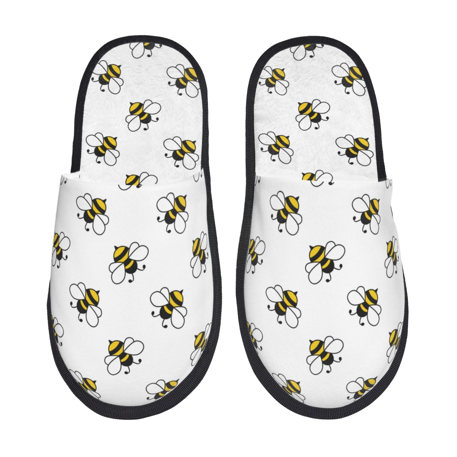 Fotbe Bee Pattern Women's Fuzzy Slippers Plush Slippers Fluffy Winter ...