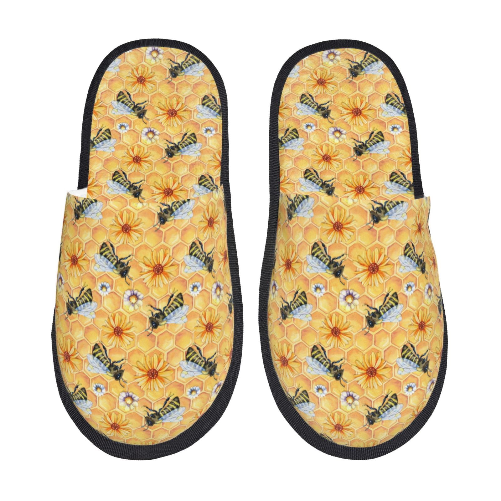 Fotbe Bee Wasp Pattern Women's Fuzzy Slippers Plush Slippers Fluffy ...