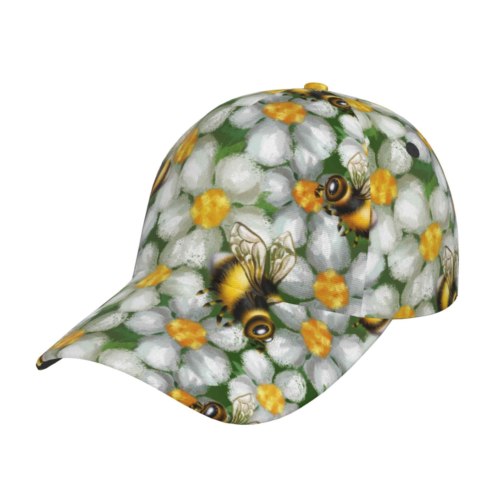 Fotbe Bees And Flower Baseball Cap, Bees And Flower Print Dad Hat ...