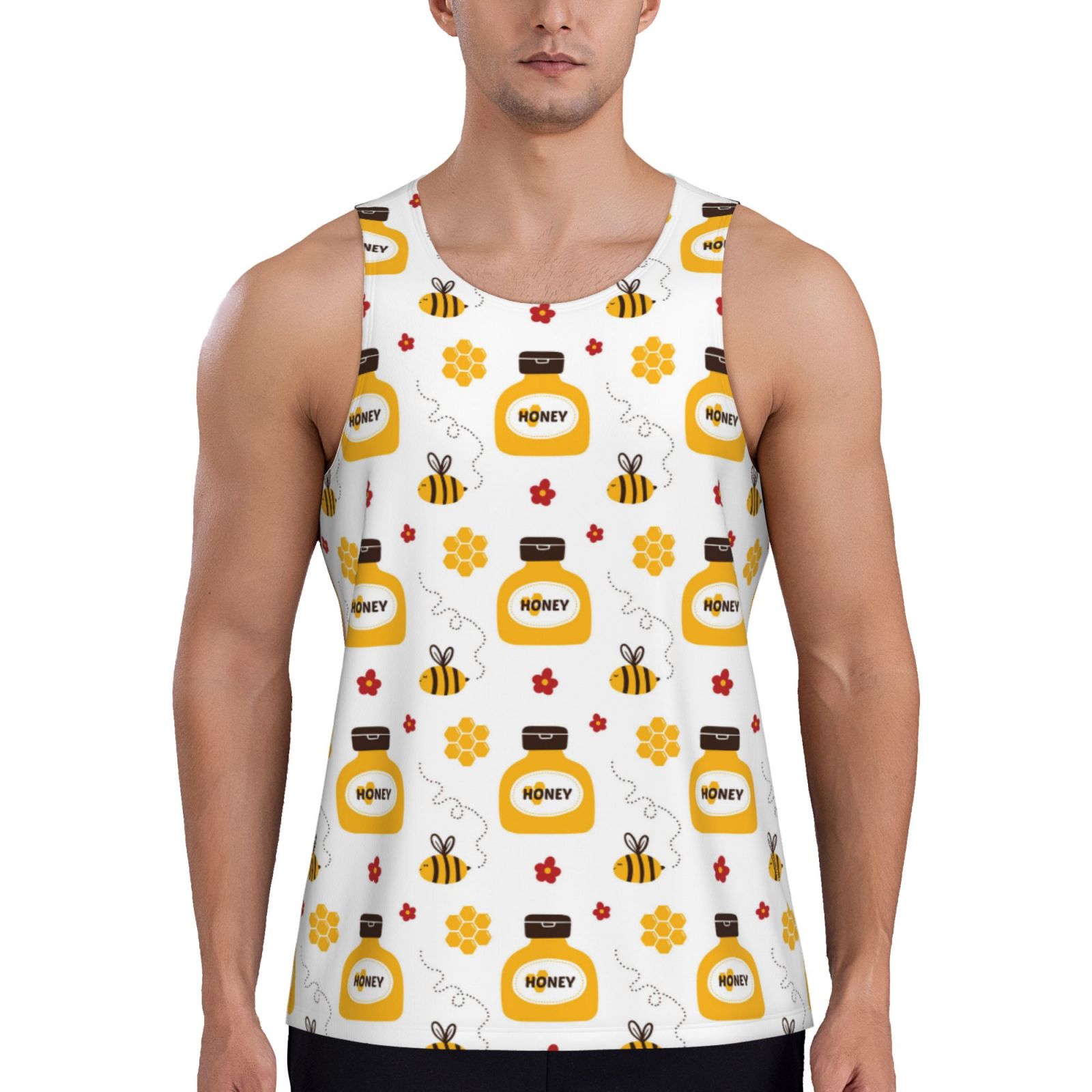 Fotbe Bees and Flowers Pattern Men's Quick Dry Workout Tank Top Gym ...