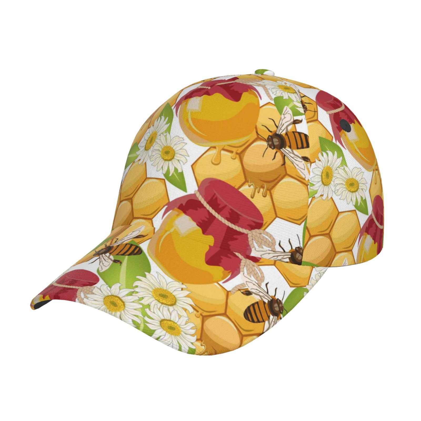 Fotbe Bees Honeycomb Baseball Cap, Bees Honeycomb Print Dad Hat,Outdoor ...
