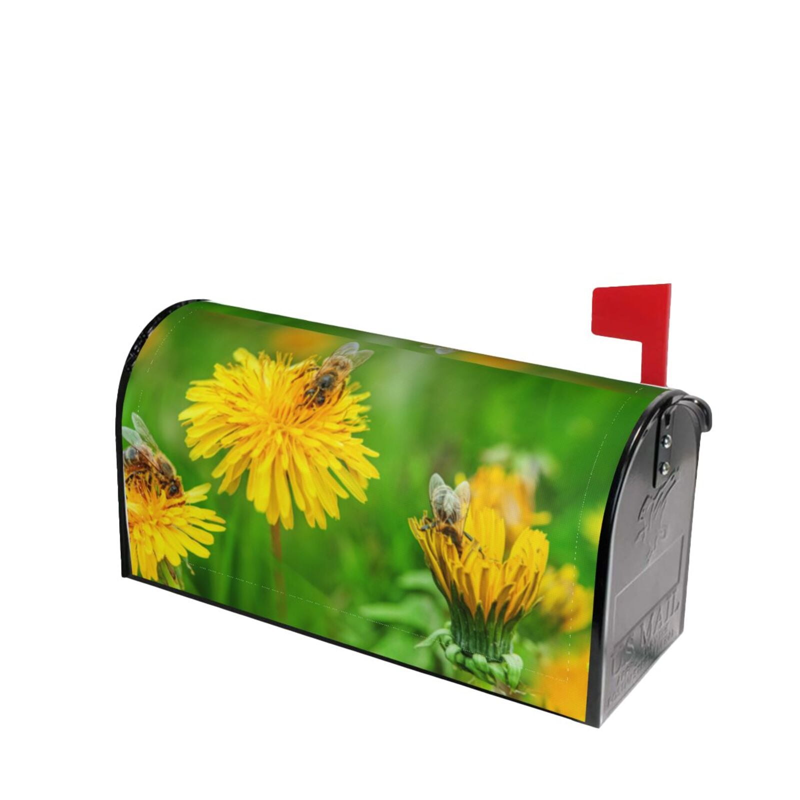 Fotbe Bees Pollinates A Yellow Dandelion Mailbox Covers Post Letter Box ...