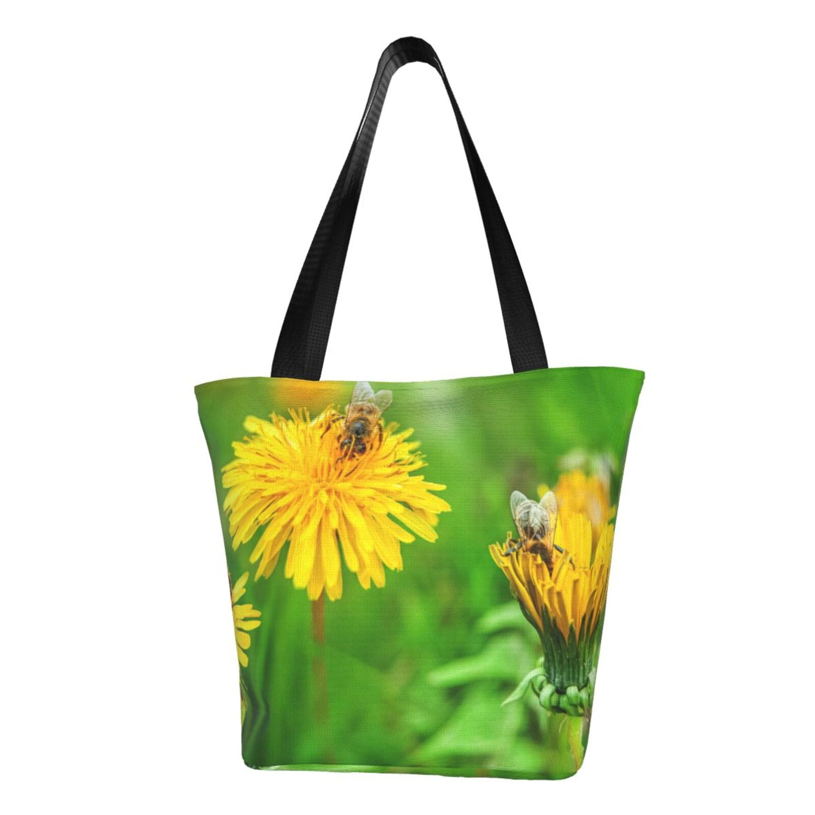 Fotbe Bees Pollinates A Yellow Dandelion Pattern Beach Tote,Shoulder ...