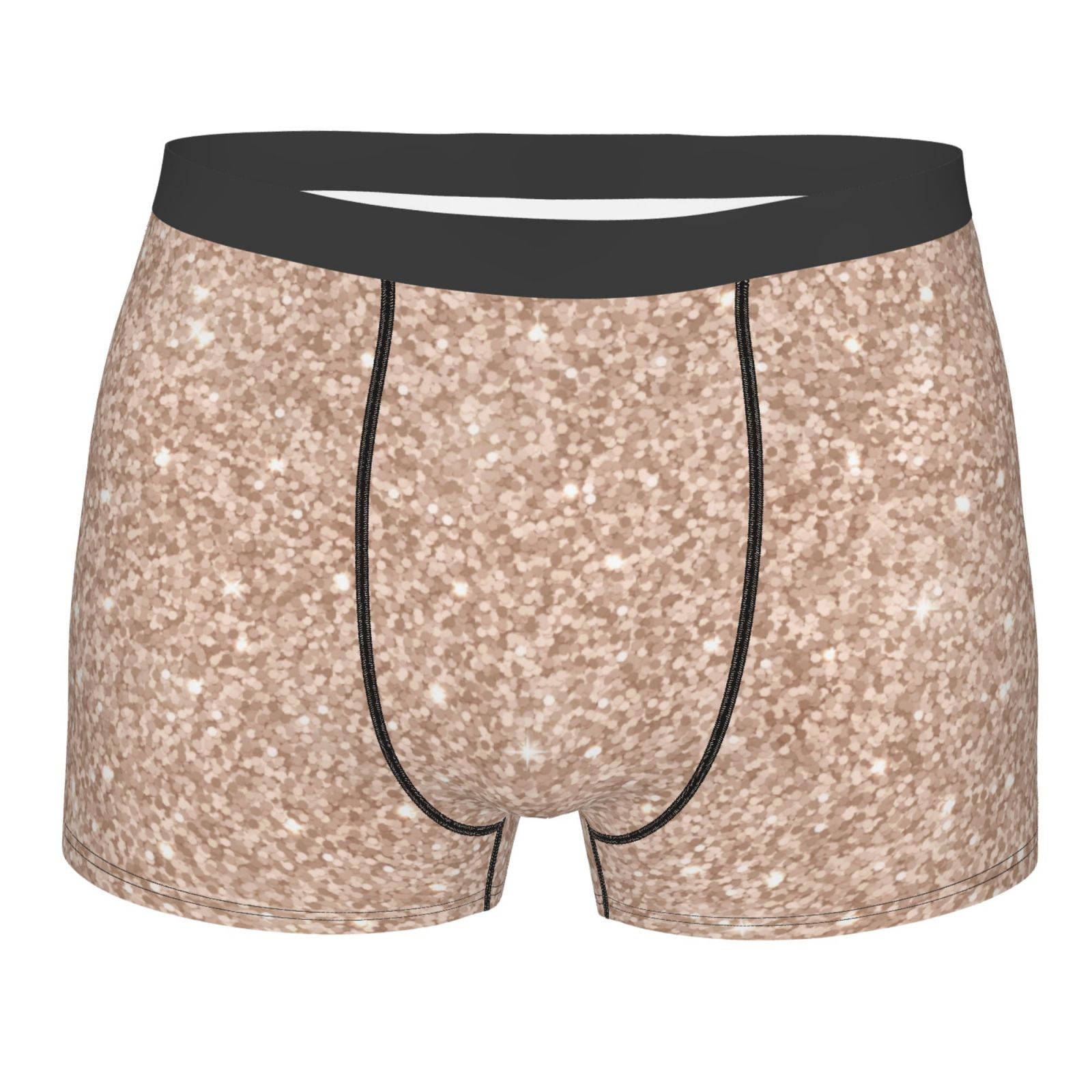 Fotbe Beige Sparkling Glitter Men’s Total Support Pouch Boxer Briefs, X ...