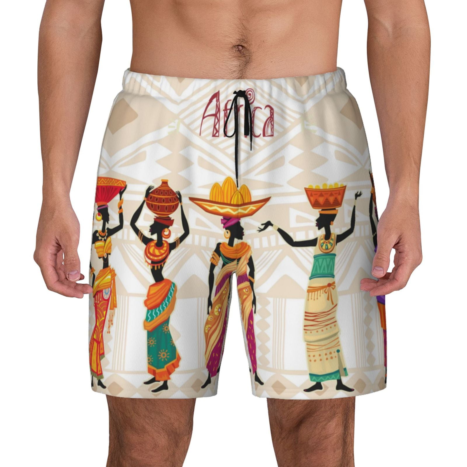 Fotbe Black African Woman Men’s Swim Trunks Quick Dry Swim Shorts Board ...