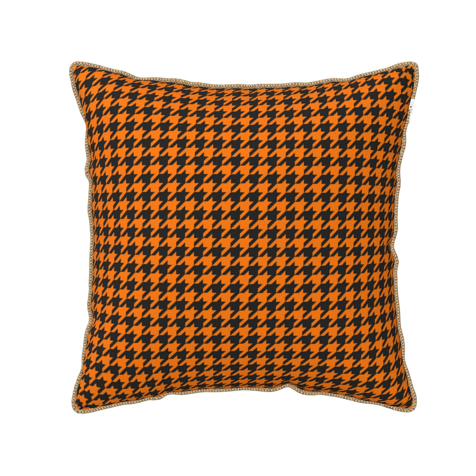 Fotbe Black And Orange Houndstooth Pattern Velvet Decorative Throw ...