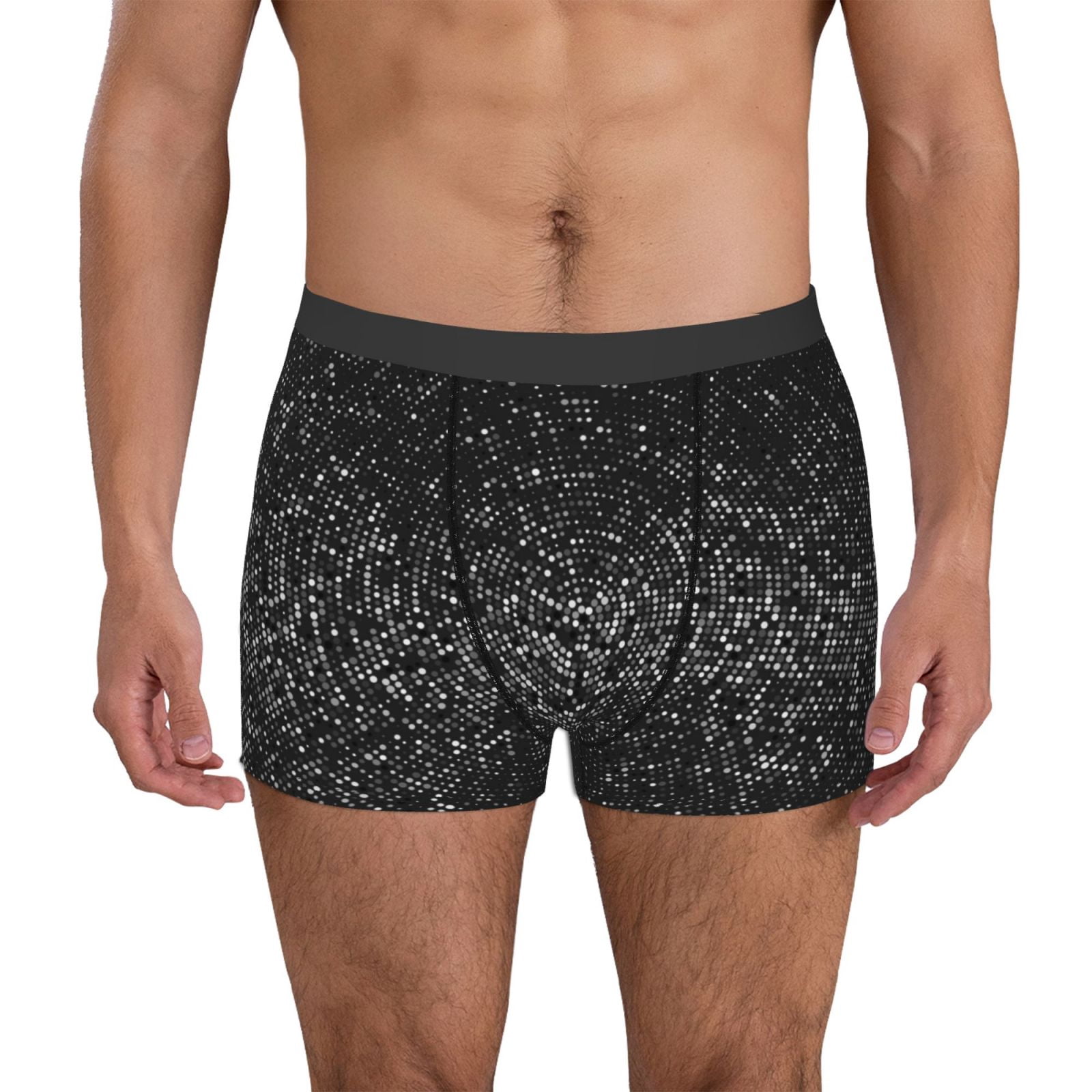 Fotbe Black And White Dotted Men’s Total Support Pouch Boxer Briefs, X ...