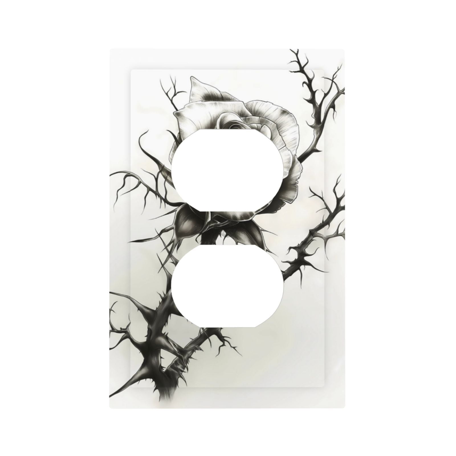 Fotbe Black And White Rose Print Duplex Receptacle Wall Plate, 1-Gang 5 ...