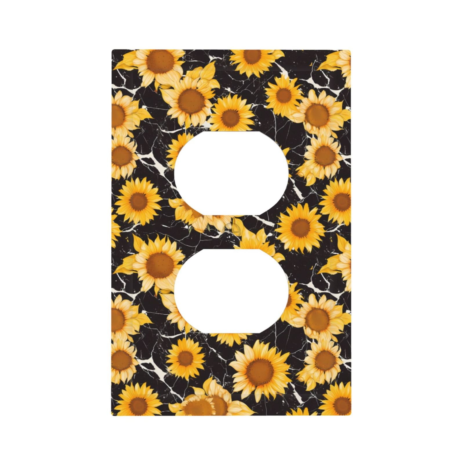 Fotbe Black Marble Pattern Sunflower Print Duplex Receptacle Wall Plate ...