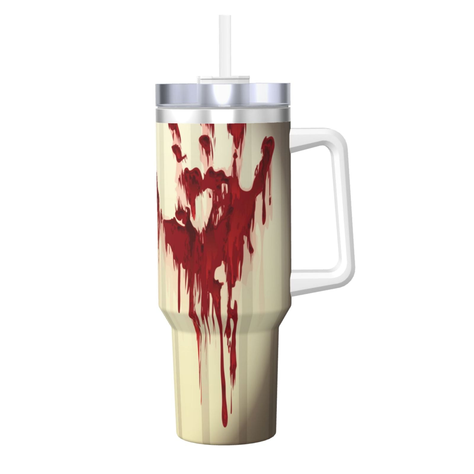 Fotbe Bloody Hand1 Pattern 40oz Ice Bully With Handle And Straw Stainless Steel Vacuum Insulated ...