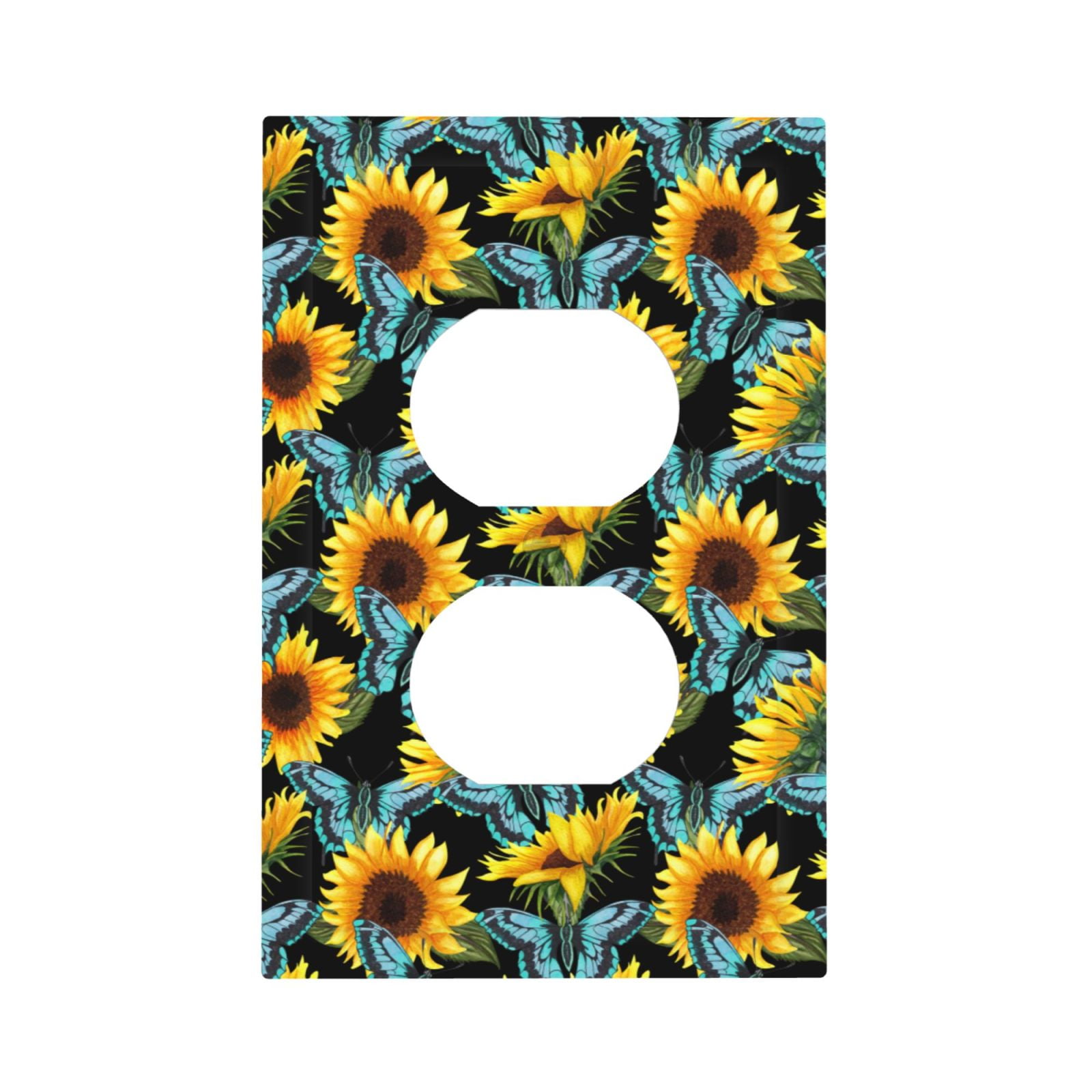 Fotbe Blue Batterflies Sunflower Print Duplex Receptacle Wall Plate, 1 ...