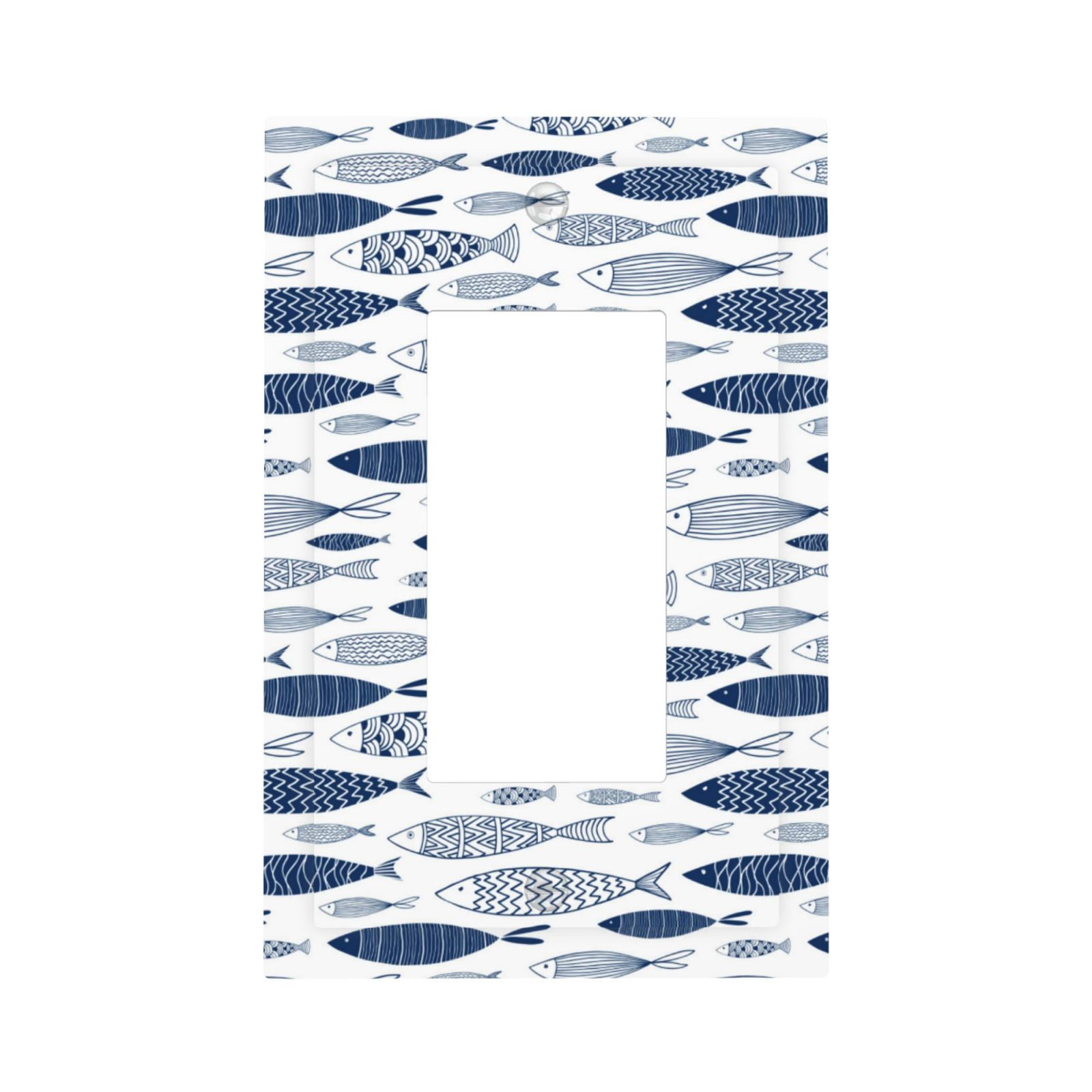 Fotbe Blue Fish Print Duplex Receptacle Wall Plate, 1-Gang 5.0" x3.0 ...