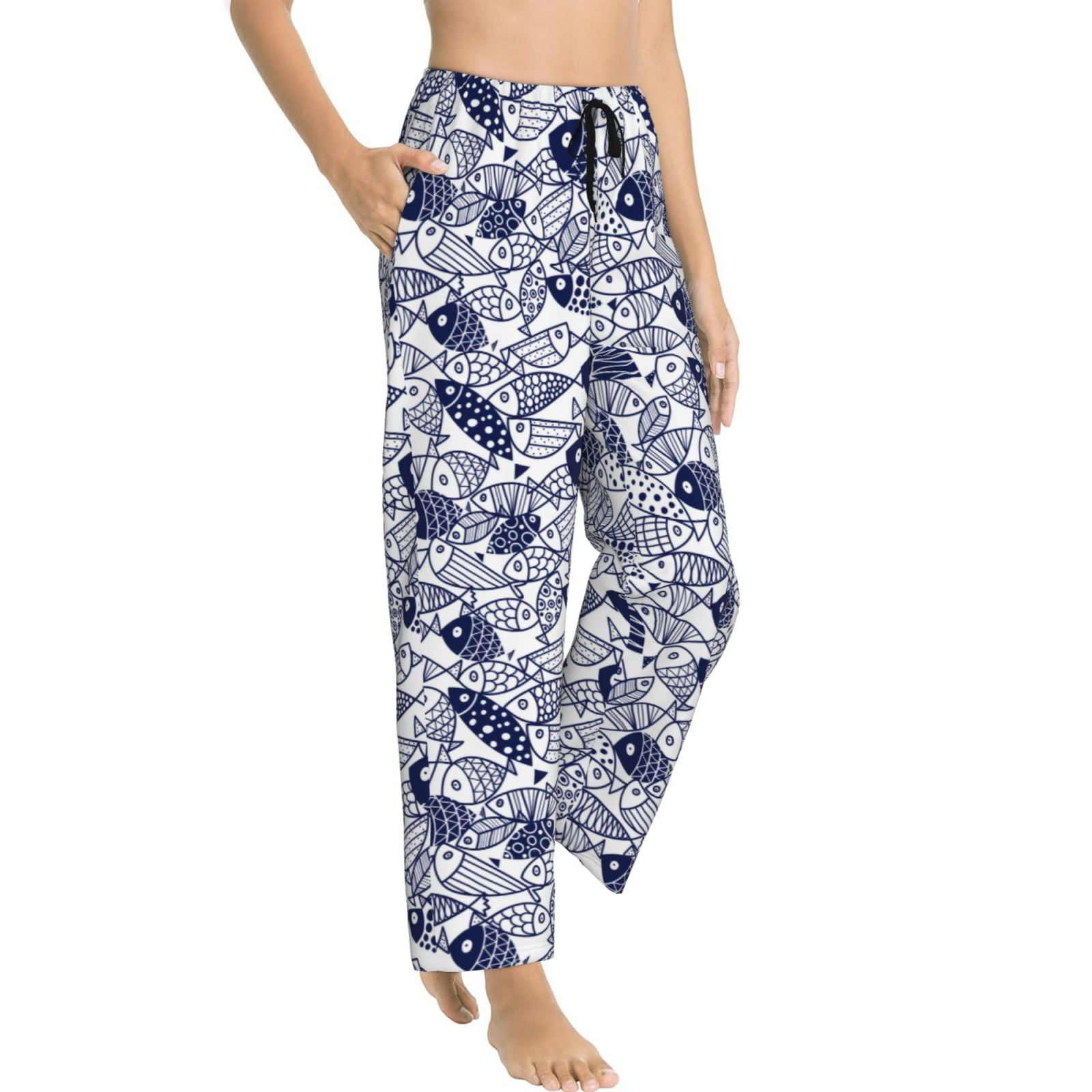 Fotbe Blue Fish1 Women's Pajama Pants,Sleepwear Pants,Pj Bottoms ...