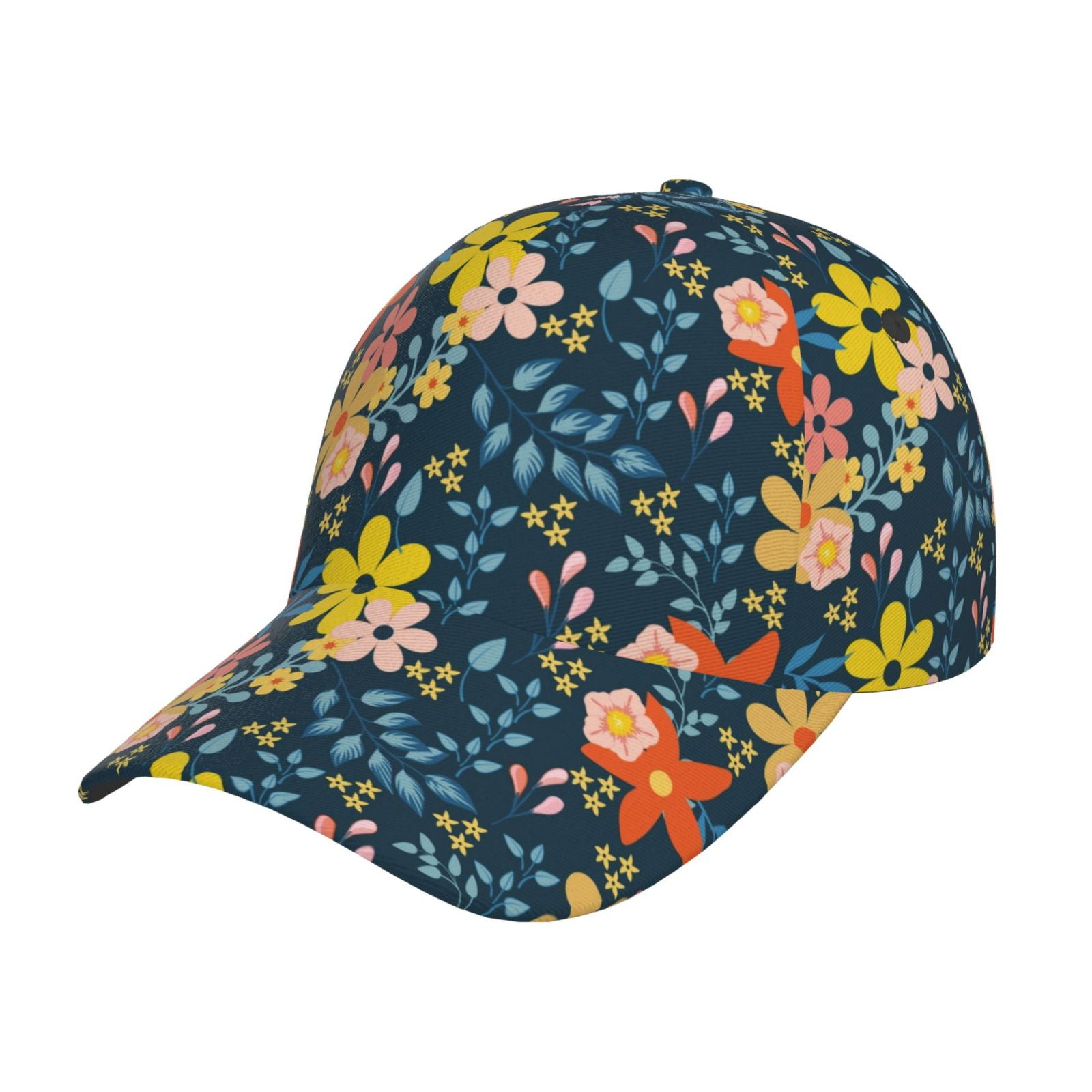Fotbe Blue Floral Baseball Cap, Blue Floral Print Dad Hat,Outdoor Hat ...