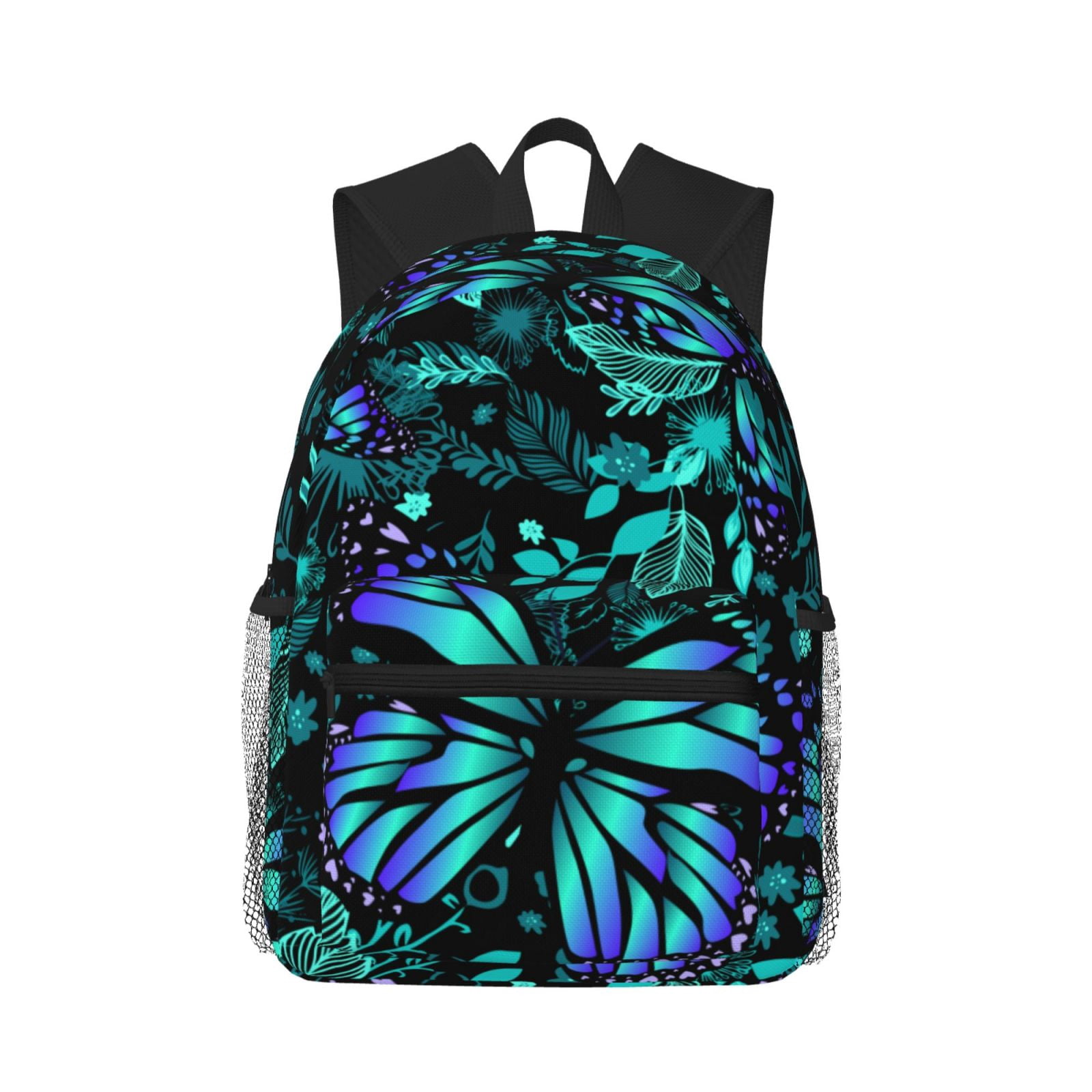 Fotbe Blue Floral with Butterflies Lightweight Casual Laptop Backpack ...