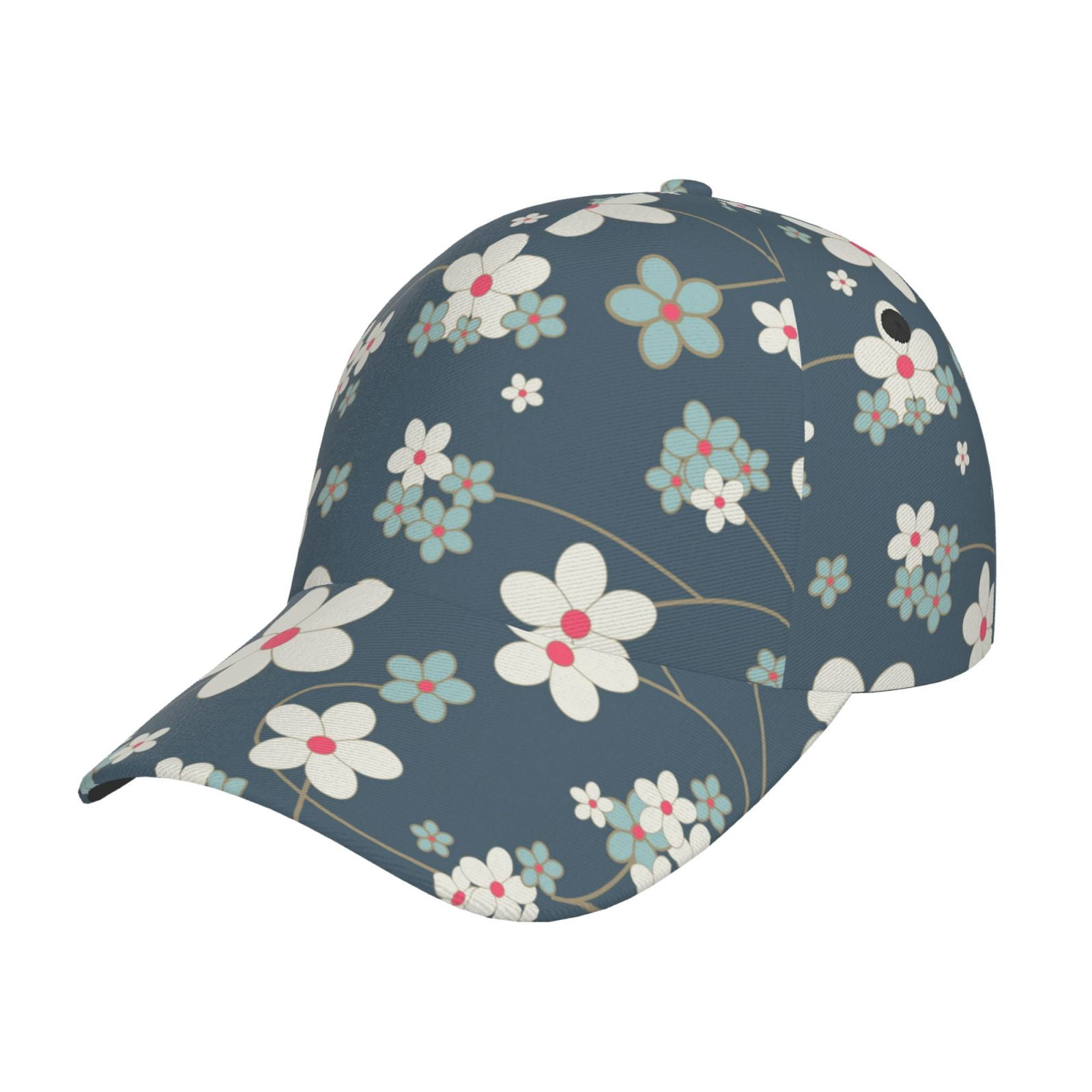 Fotbe Blue Flower Baseball Cap, Blue Flower Print Dad Hat,Outdoor Hat ...