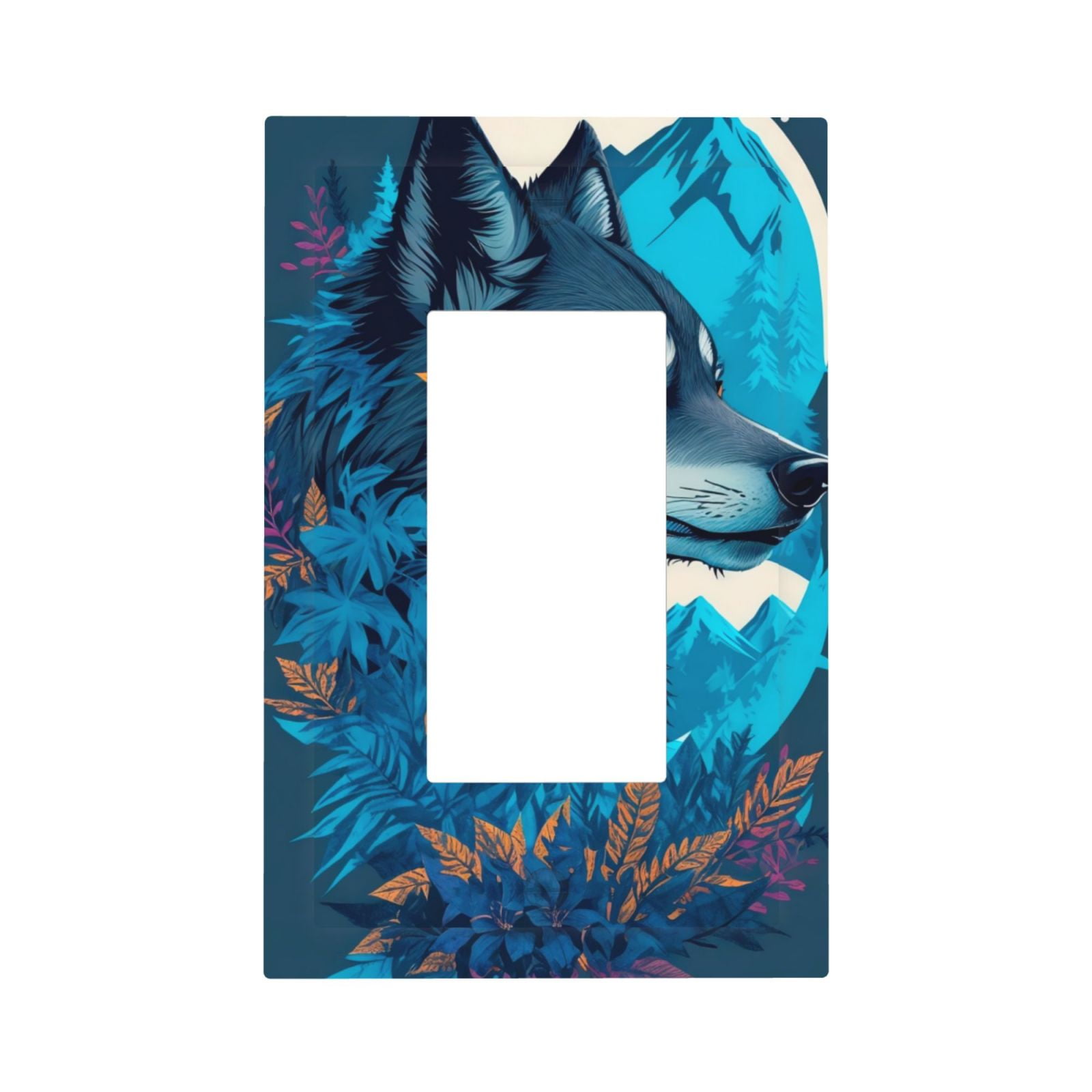 Fotbe Blue Iceberg Leaf Wolf Print Duplex Receptacle Wall Plate, 1-Gang ...