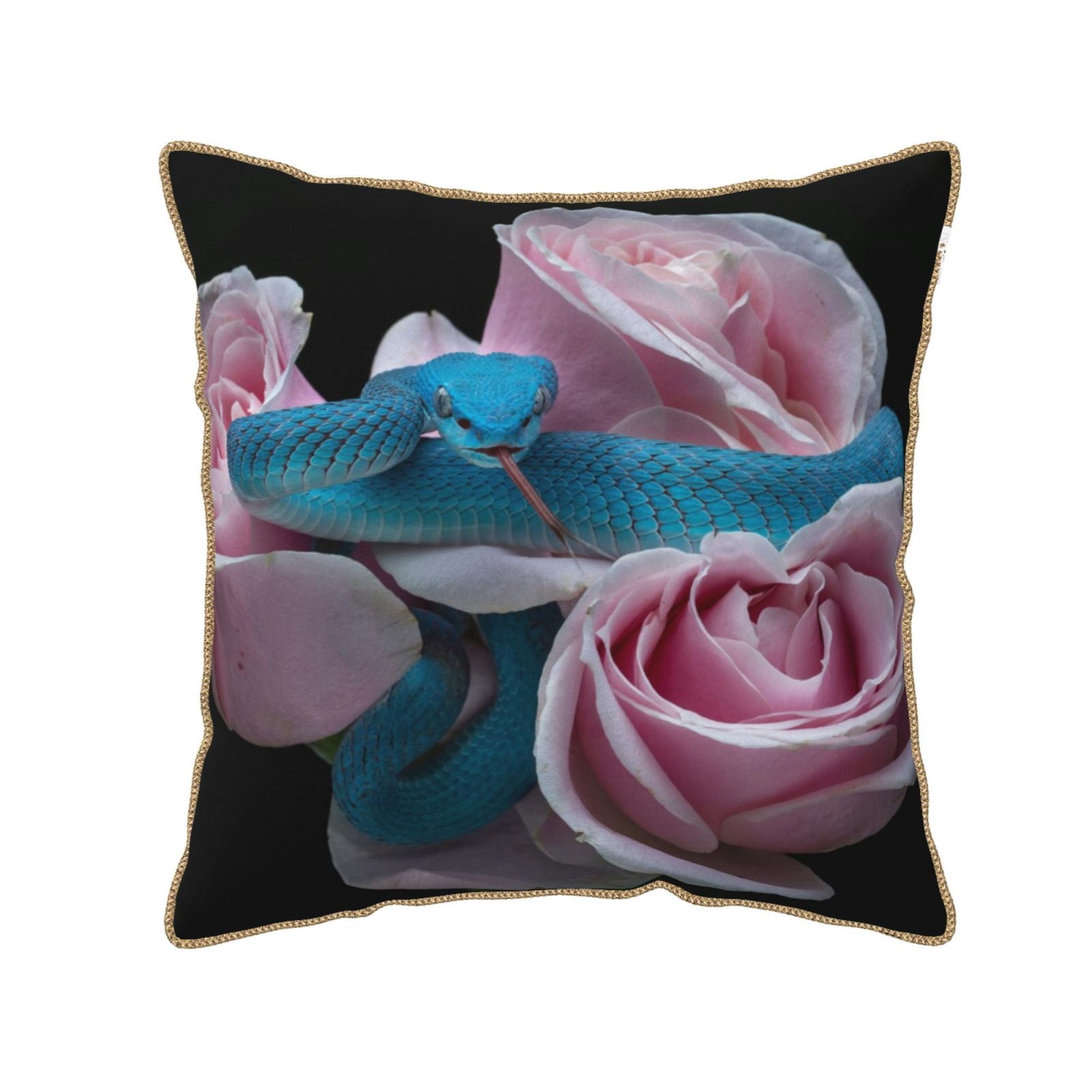Fotbe Blue Lipped Pit Viper And Three Pink Roses Pattern Velvet ...