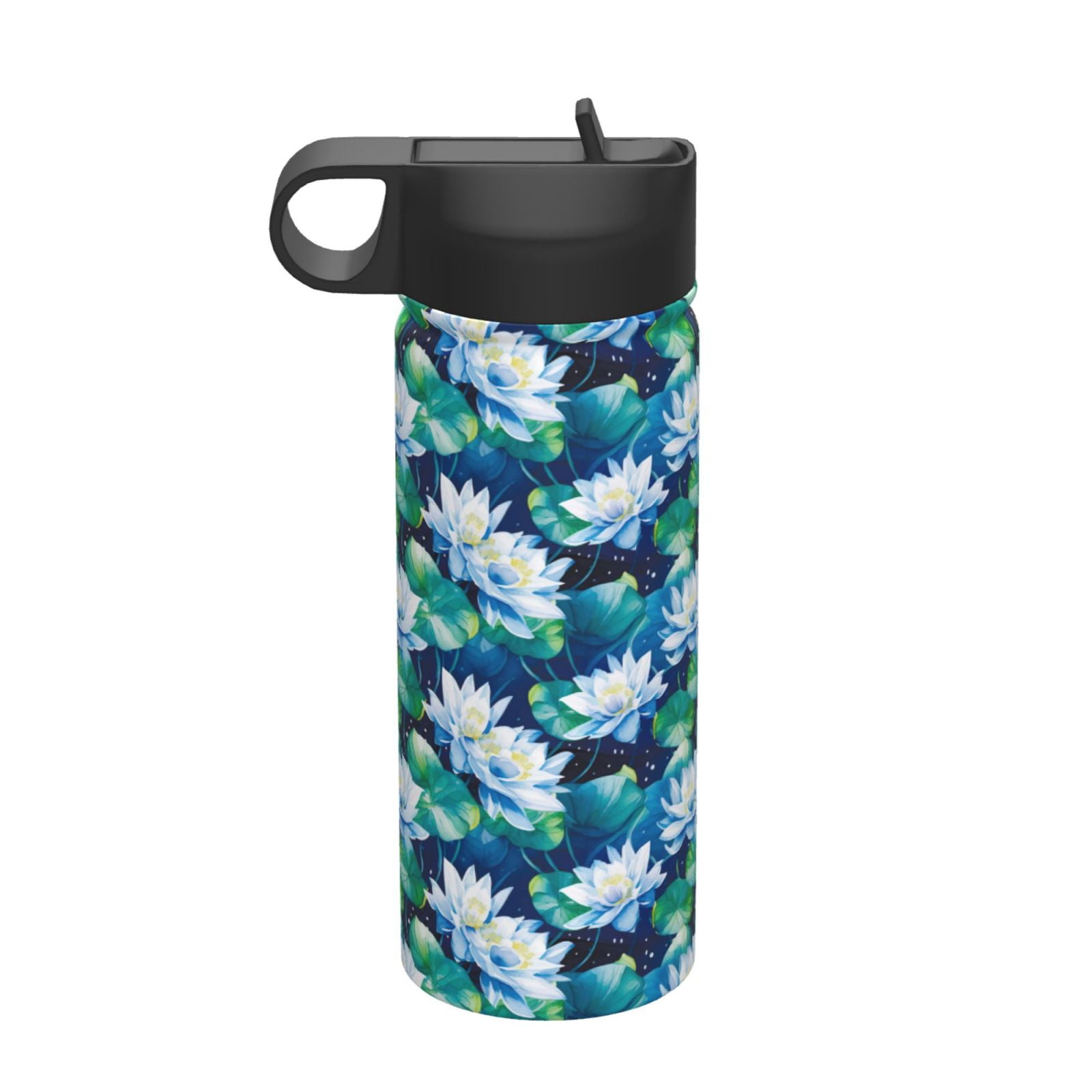 Fotbe Blue Lotus Flower Pattern 18oz Sports Insulated Kettle Stainless ...