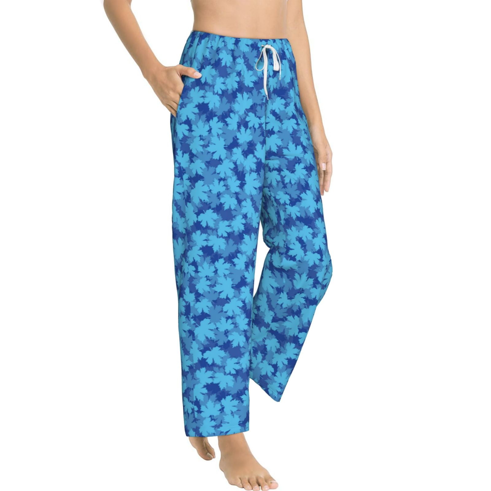 Fotbe Blue Maple Leaf Women's Pajama Pants,Sleepwear Pants,Pj Bottoms ...