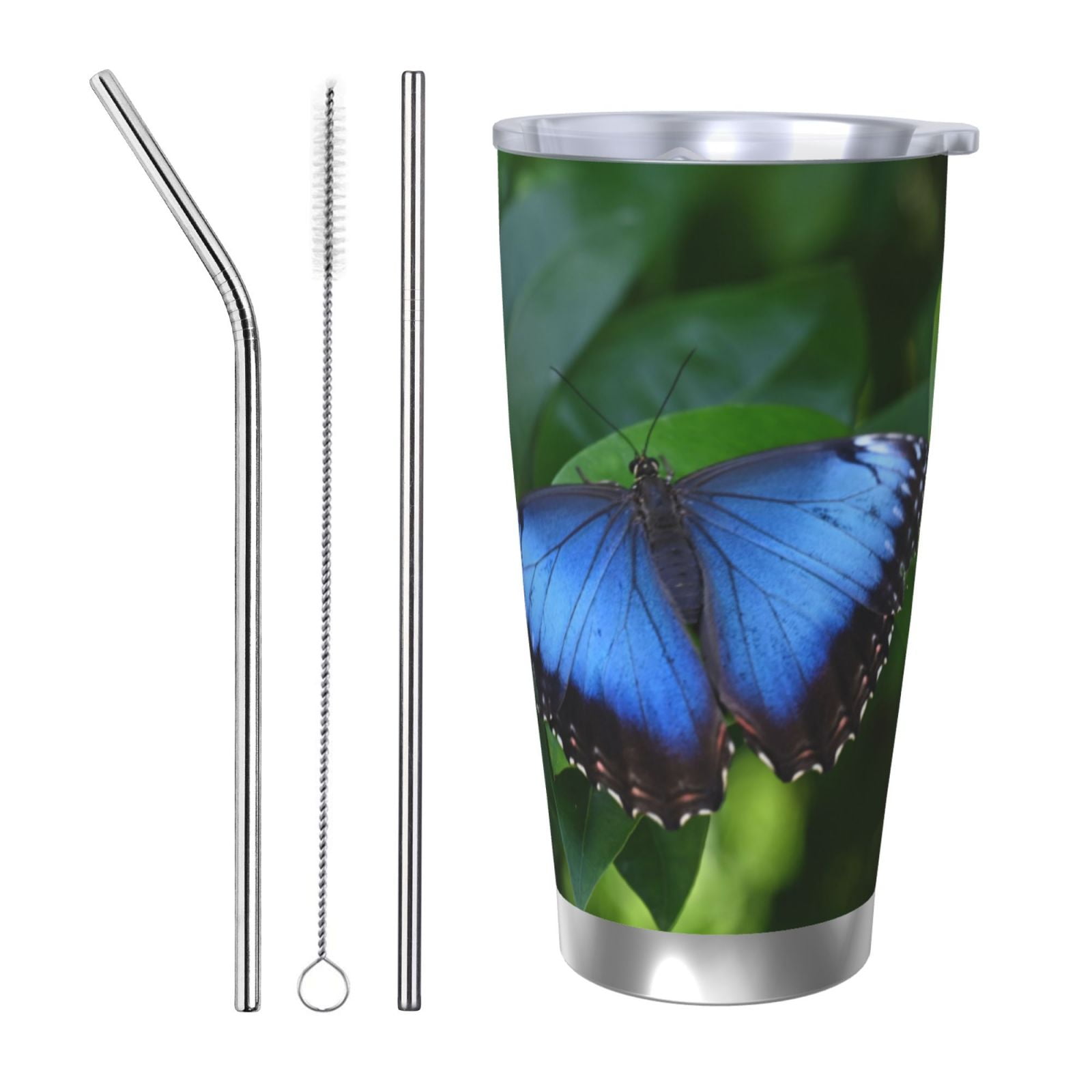 Fotbe Blue Morpho butterfly Pattern 20 oz Tumbler Stainless Steel ...