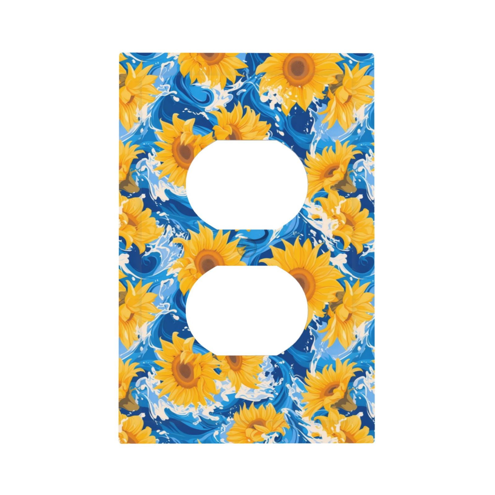 Fotbe Blue Ocean Wave Sunflower Print Duplex Receptacle Wall Plate, 1 ...