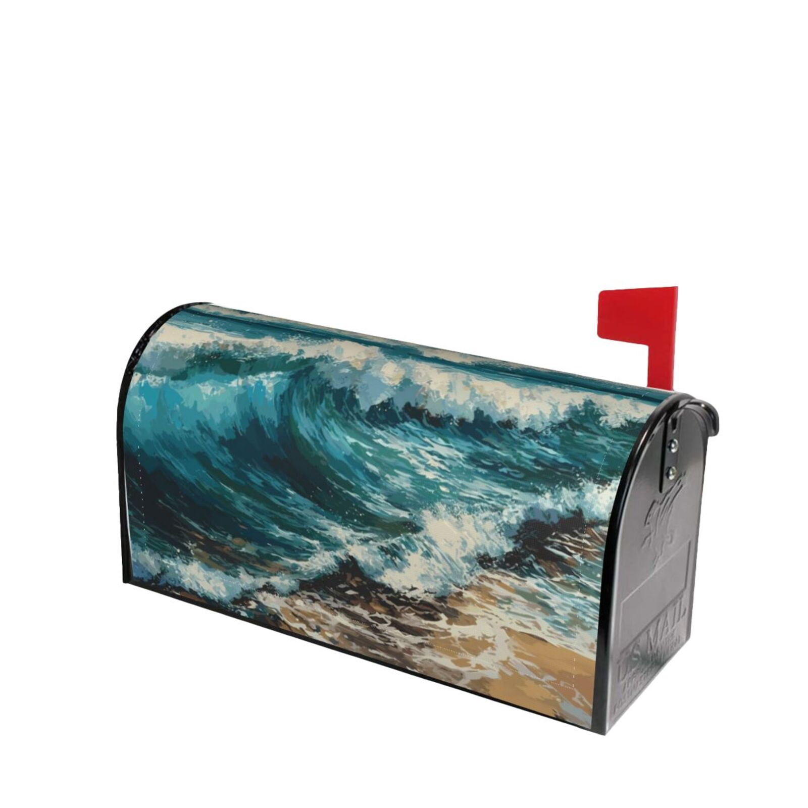 Fotbe Blue Ocean Waves Mailbox Covers Post Letter Box Cover Garden ...