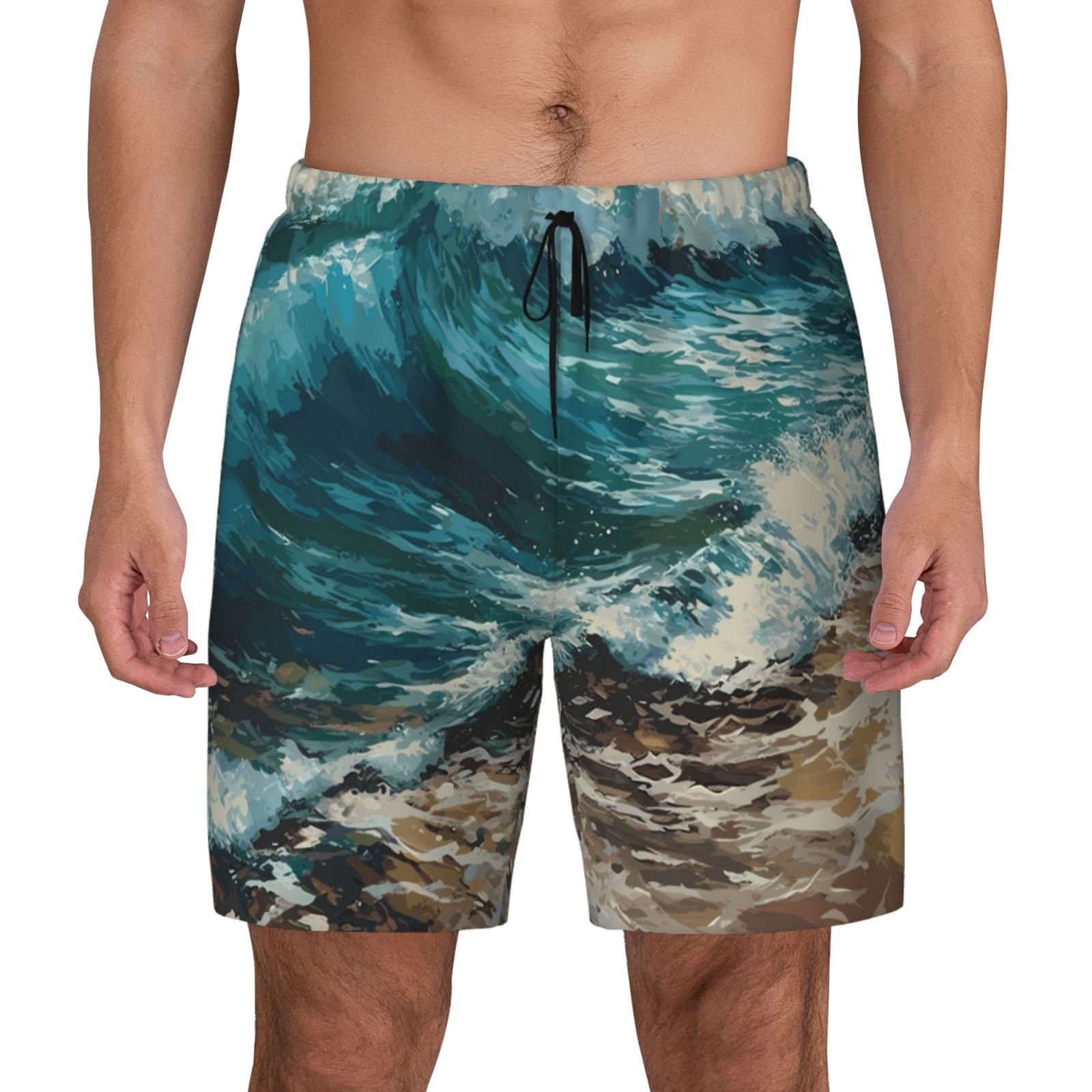 Fotbe Blue Ocean Waves Men’s Swim Trunks Quick Dry Swim Shorts Board ...