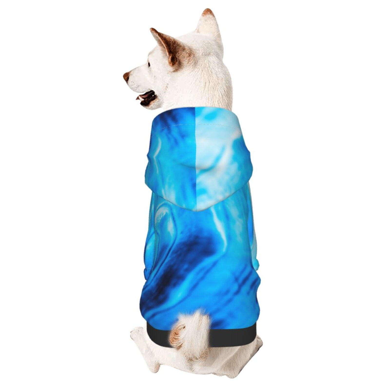 Fotbe Blue Shell Print Small Dog Sweater Hoodies Pet Grey Hooded Soft ...