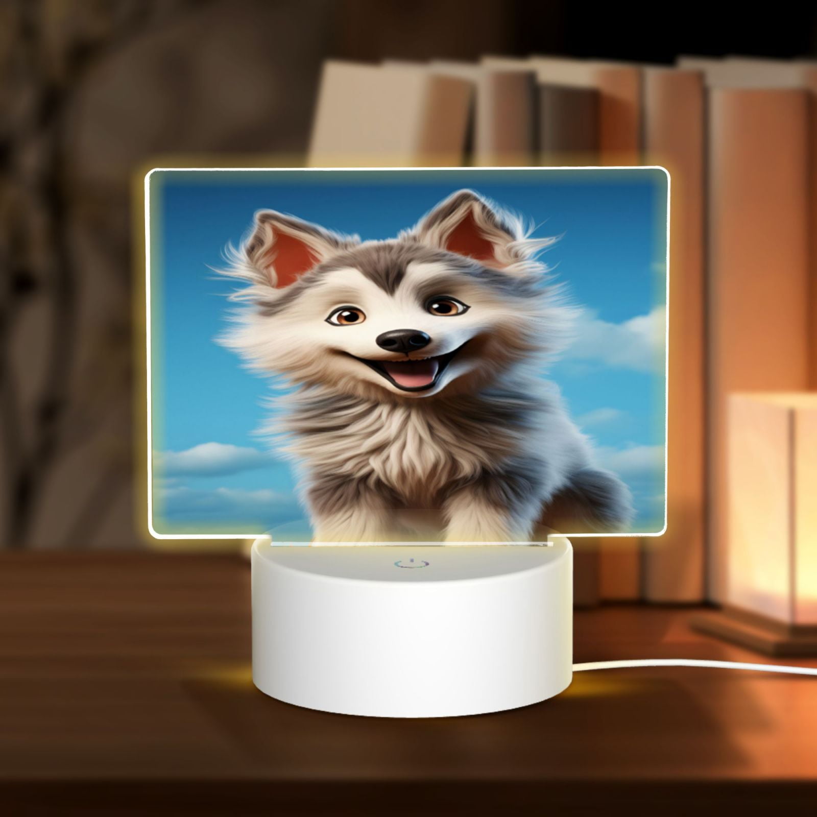 Fotbe Blue Sky Cute Wolf Pattern Acrylic Night Light Gift with 3 Color ...