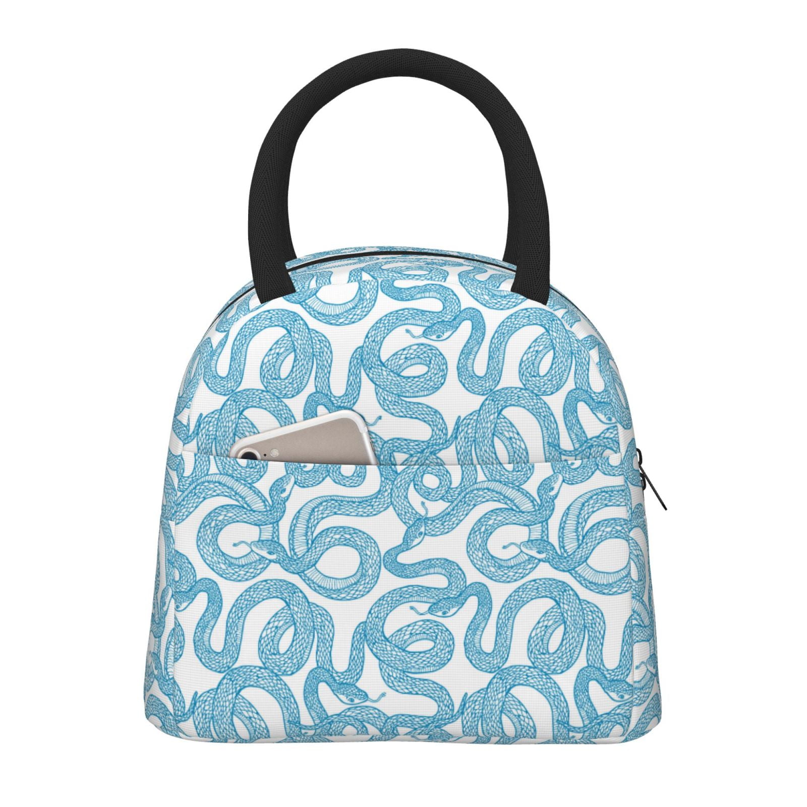Fotbe Blue Snake Pattern Lunch Bag, Insulated Lunch Box, Small ...